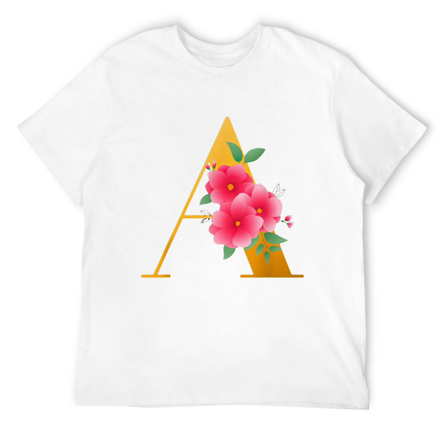 Mens Floral A Alphabet Cute Initial Monogram Letter A Graphic T-Shirt White Small - Walmart.com