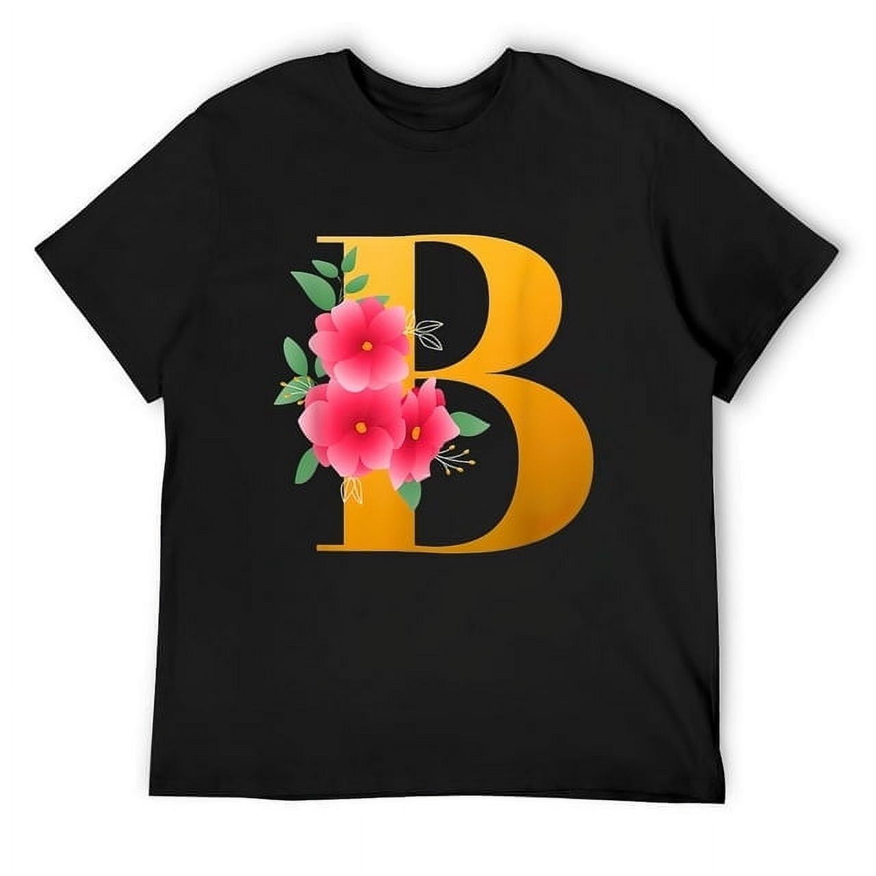 100% pure cotton Mens Floral B Alphabet Cute Initial Monogram Letter B ...