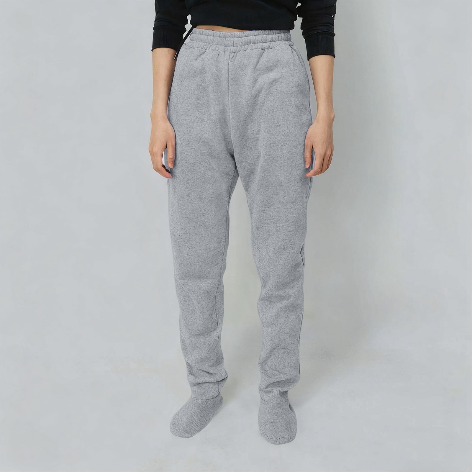 Mens Footing Pajama Pants Soft Warm Adult Footed Sweatpants Footing ...