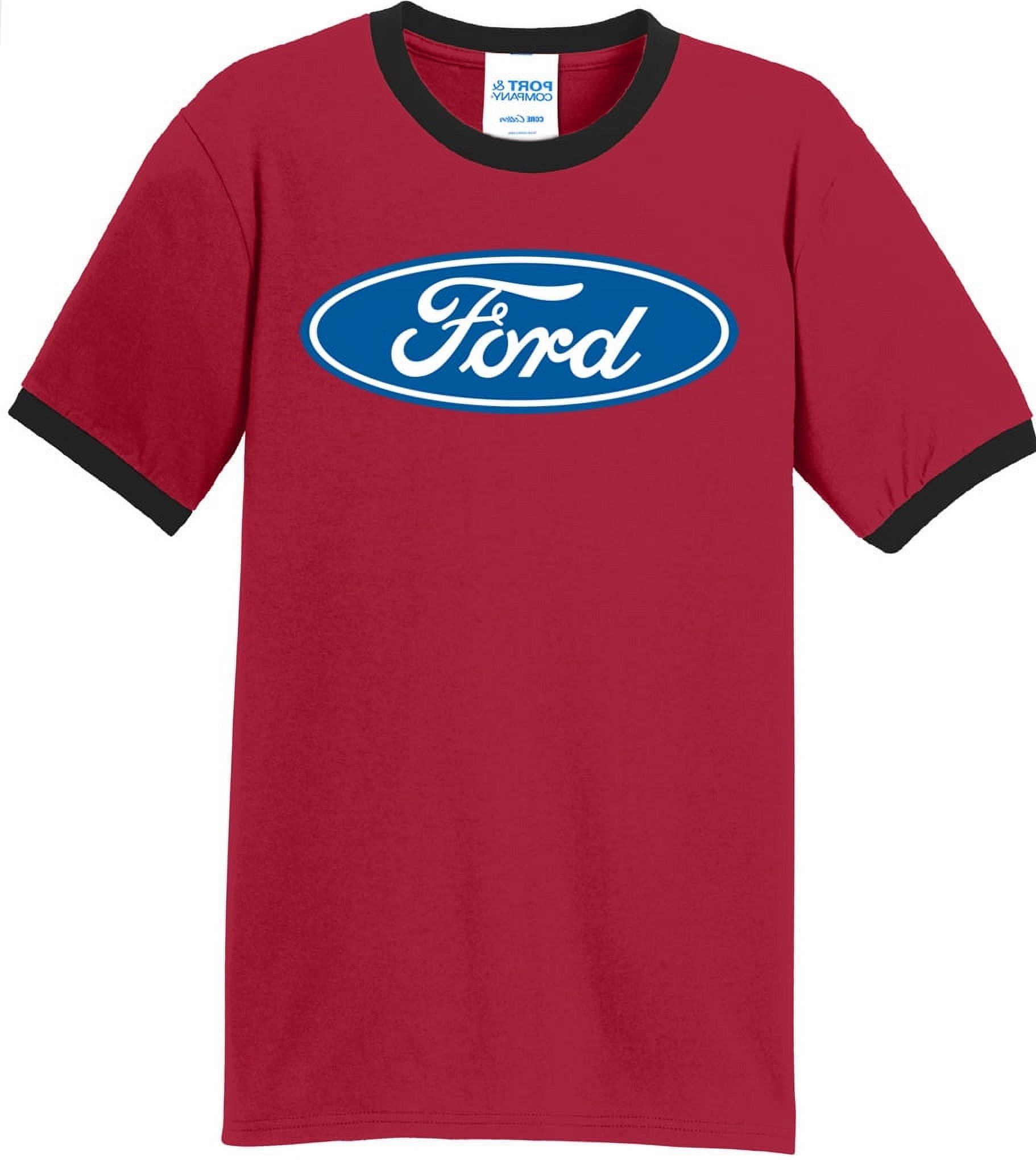 Mens Ford Oval Logo Emblem 100% Cotton Ringer Tee Shirt, Large Red ...