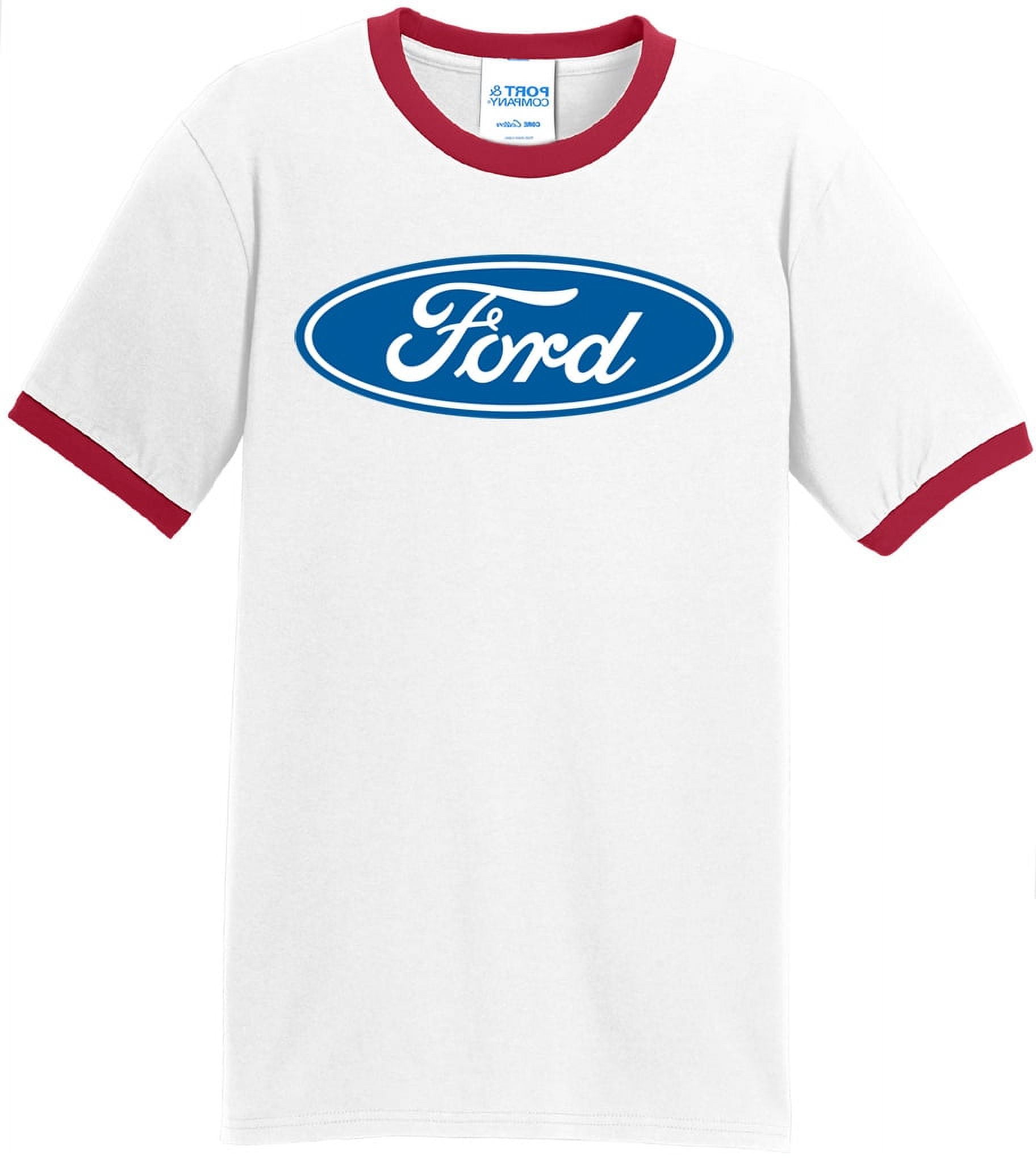 Mens Ford Oval Logo Emblem 100% Cotton Ringer Tee Shirt, Large White ...
