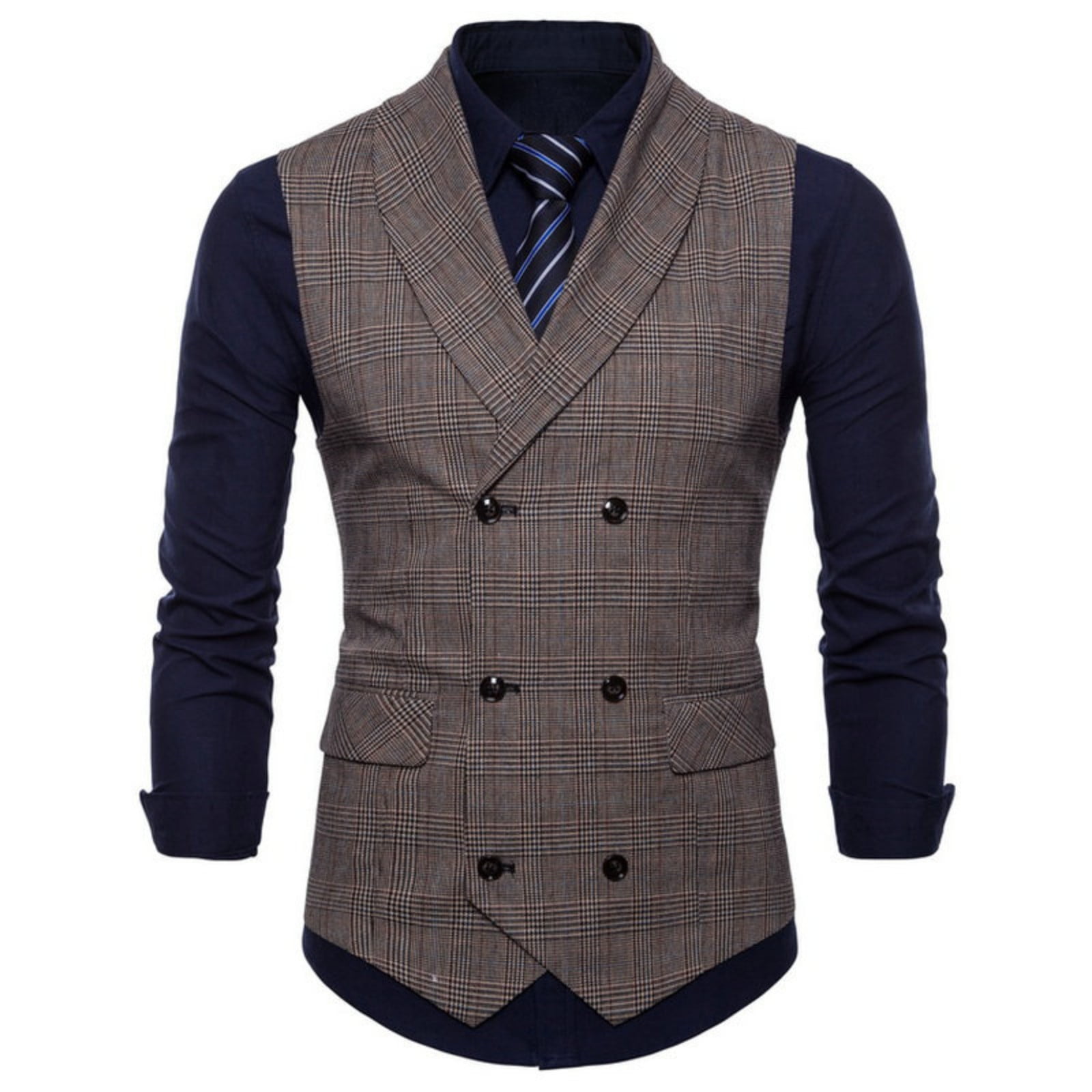 Mens Formal Suit Vest Business Dress Vest for Suit or Tuxedo Coffee XL ...