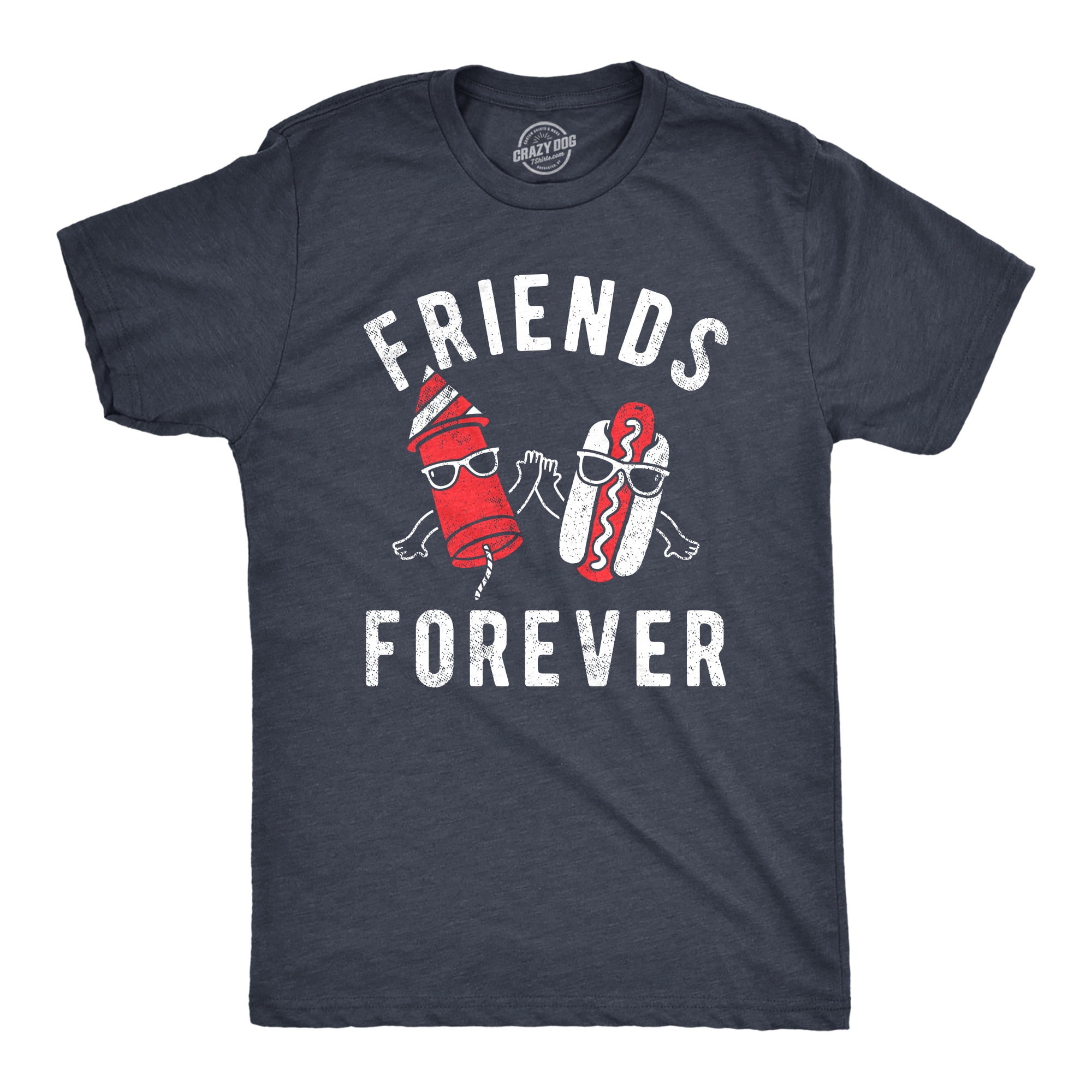 Mens Friends Forever Firecracker Hot Dog T Shirt Funny Fourth Of July ...