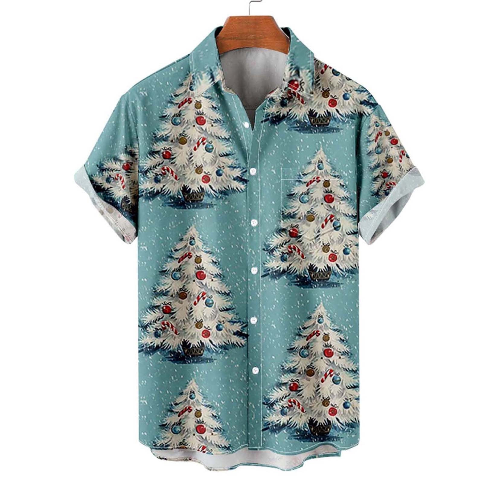 Mens Fun Button Up Shirts Christmas,Christmas Shirt for Men Hawaiian ...