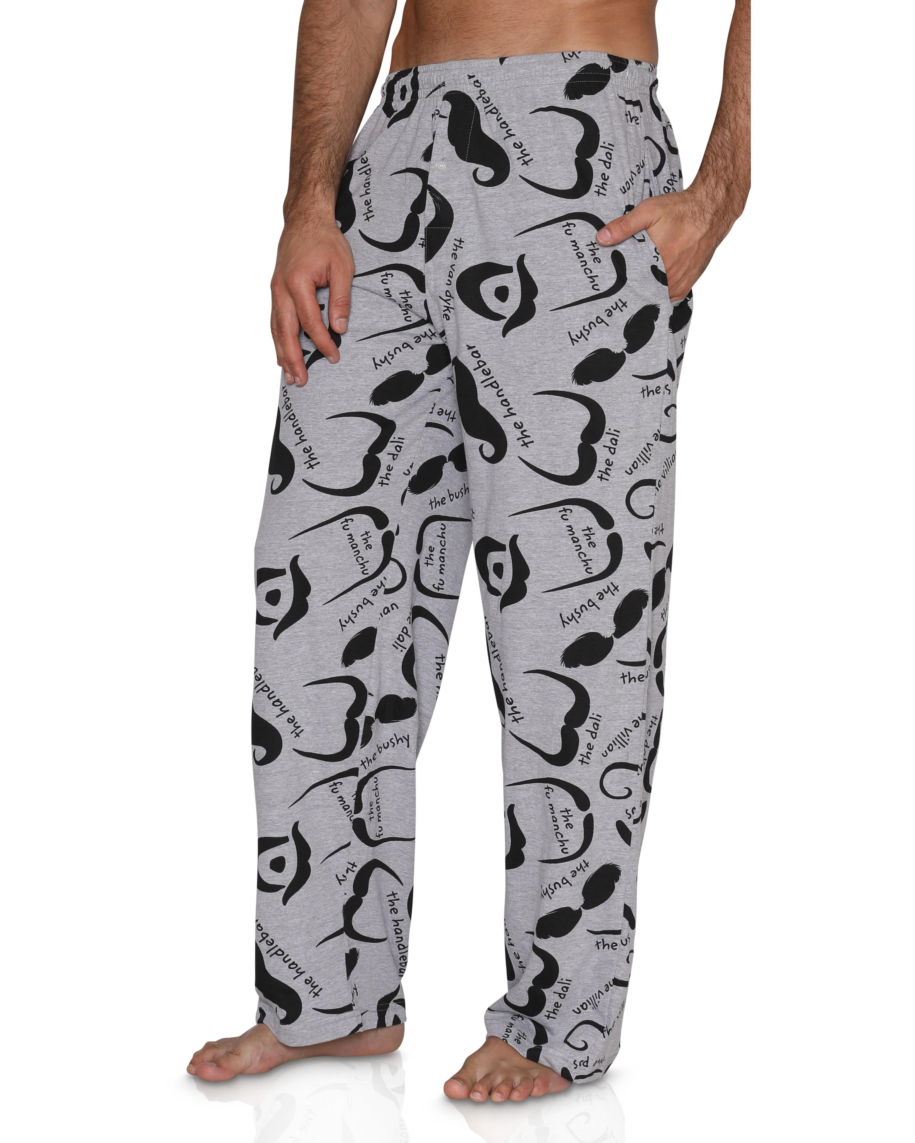 Mens Fun Pants Lounge Pajama Pants Boxers Adult Sleepwear, Staches ...