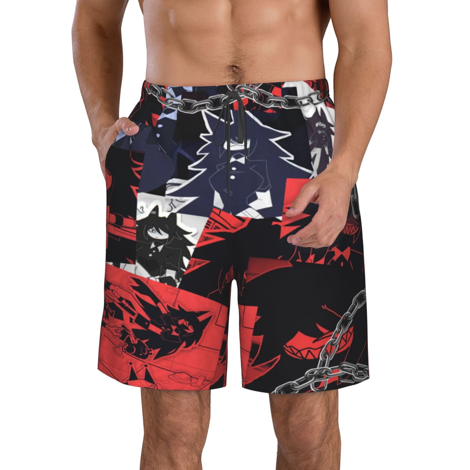 Mens Fundamental Paper Education Swim Trunks With Mesh Liner Quick Dry ...