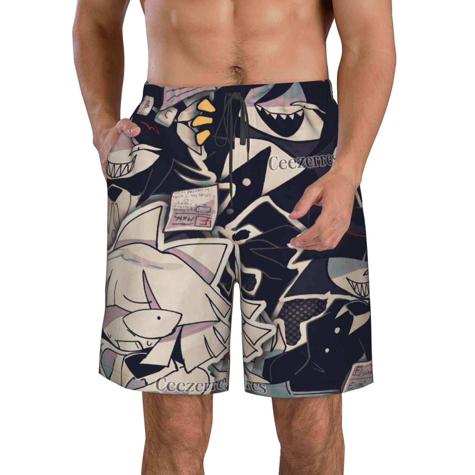 Mens Fundamental Paper Education Swim Trunks With Mesh Liner Quick Dry ...