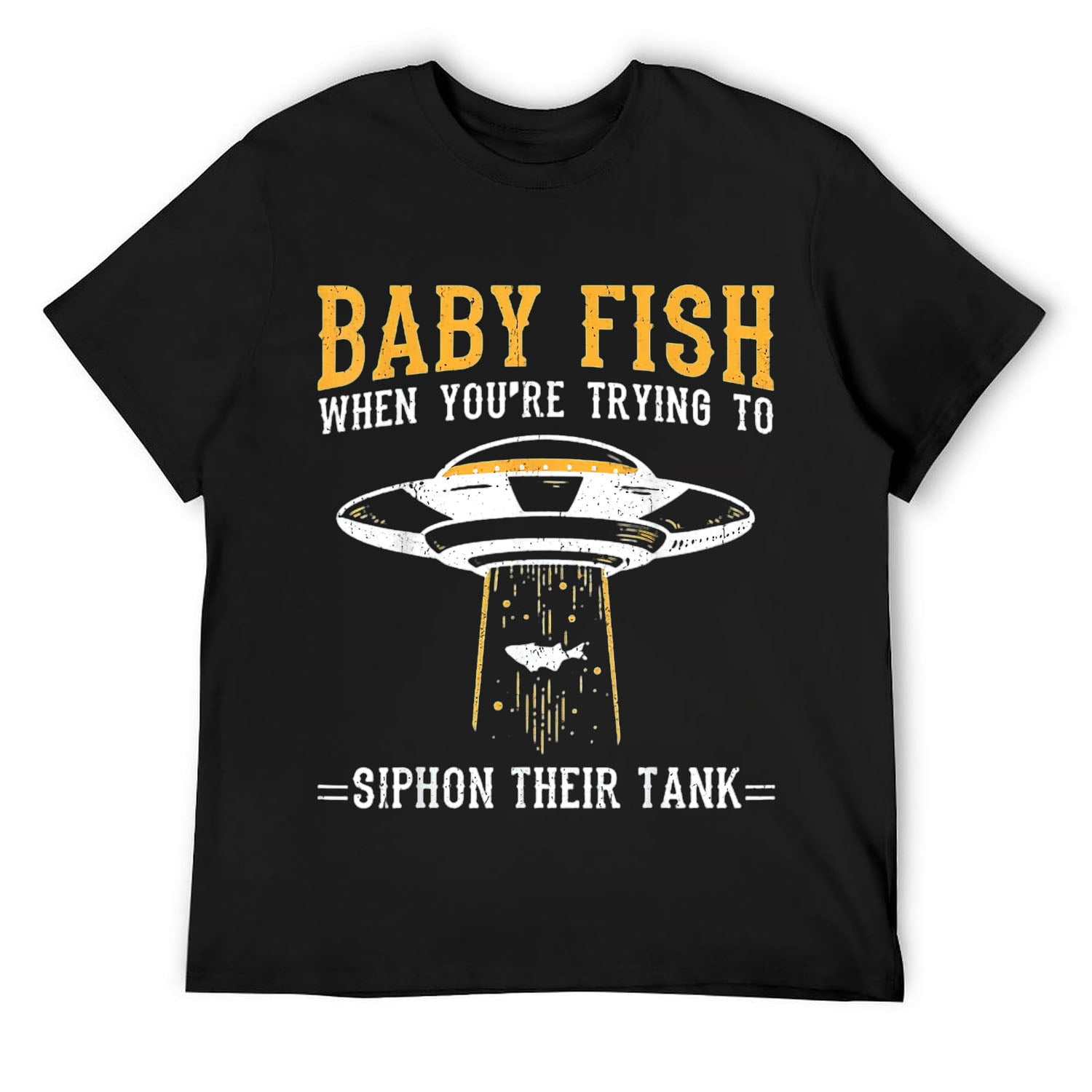 Mens Funny Aquarium Fish Design Baby Fish Siphon Tank T-Shirt Black ...