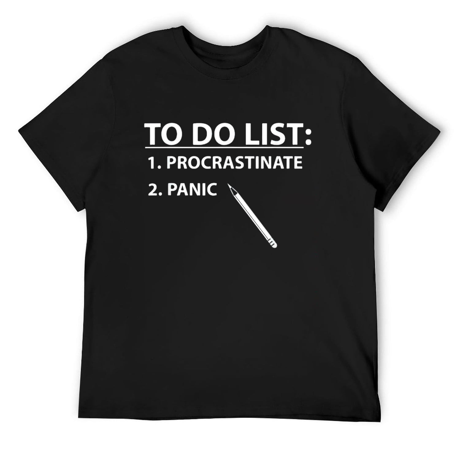 Mens Funny Slacker To Do List: Procrastinate & Panic T-Shirt Black 2X ...