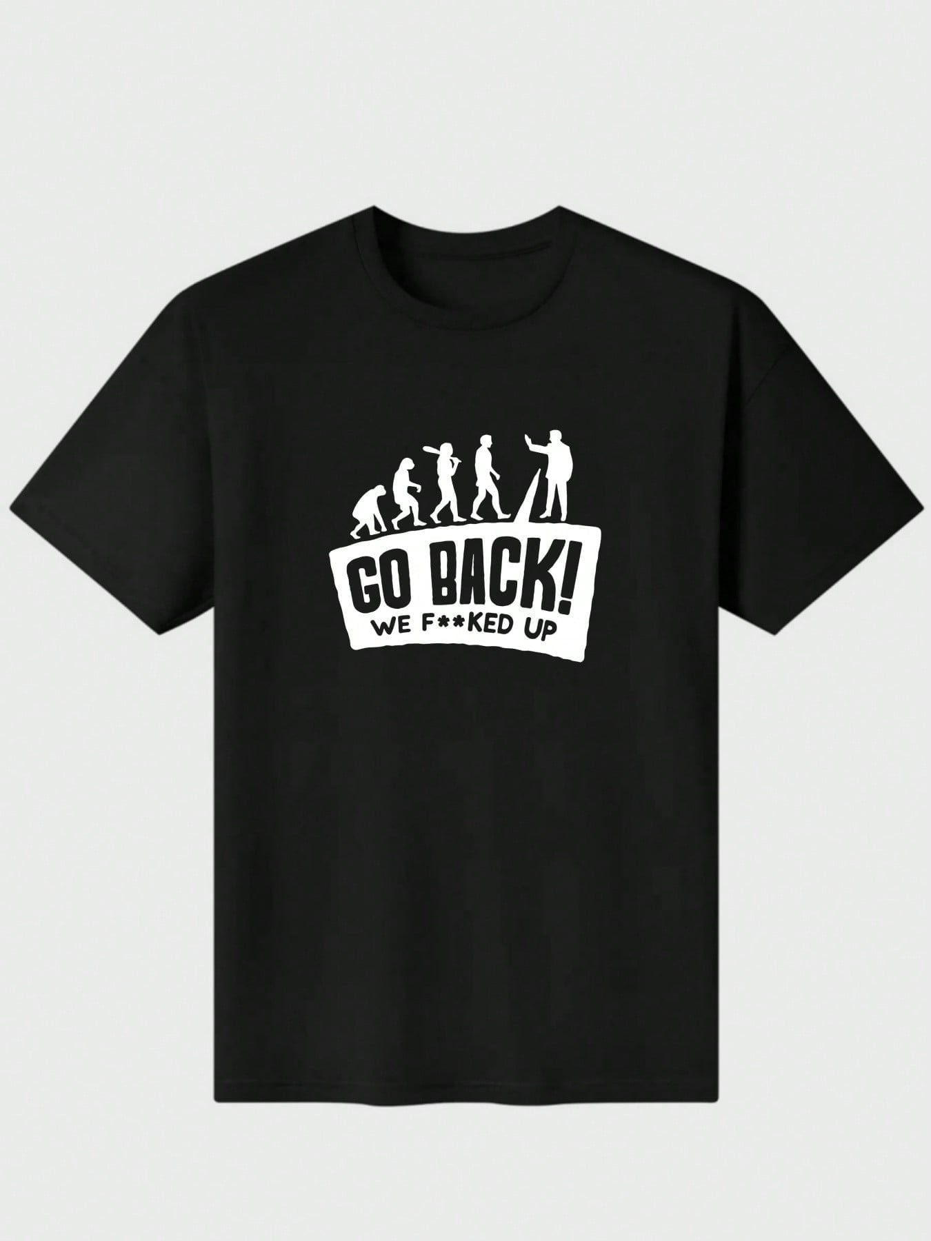 Mens Funny T Shirt Evolution Go Back Design Regular Fit Casual Digital ...