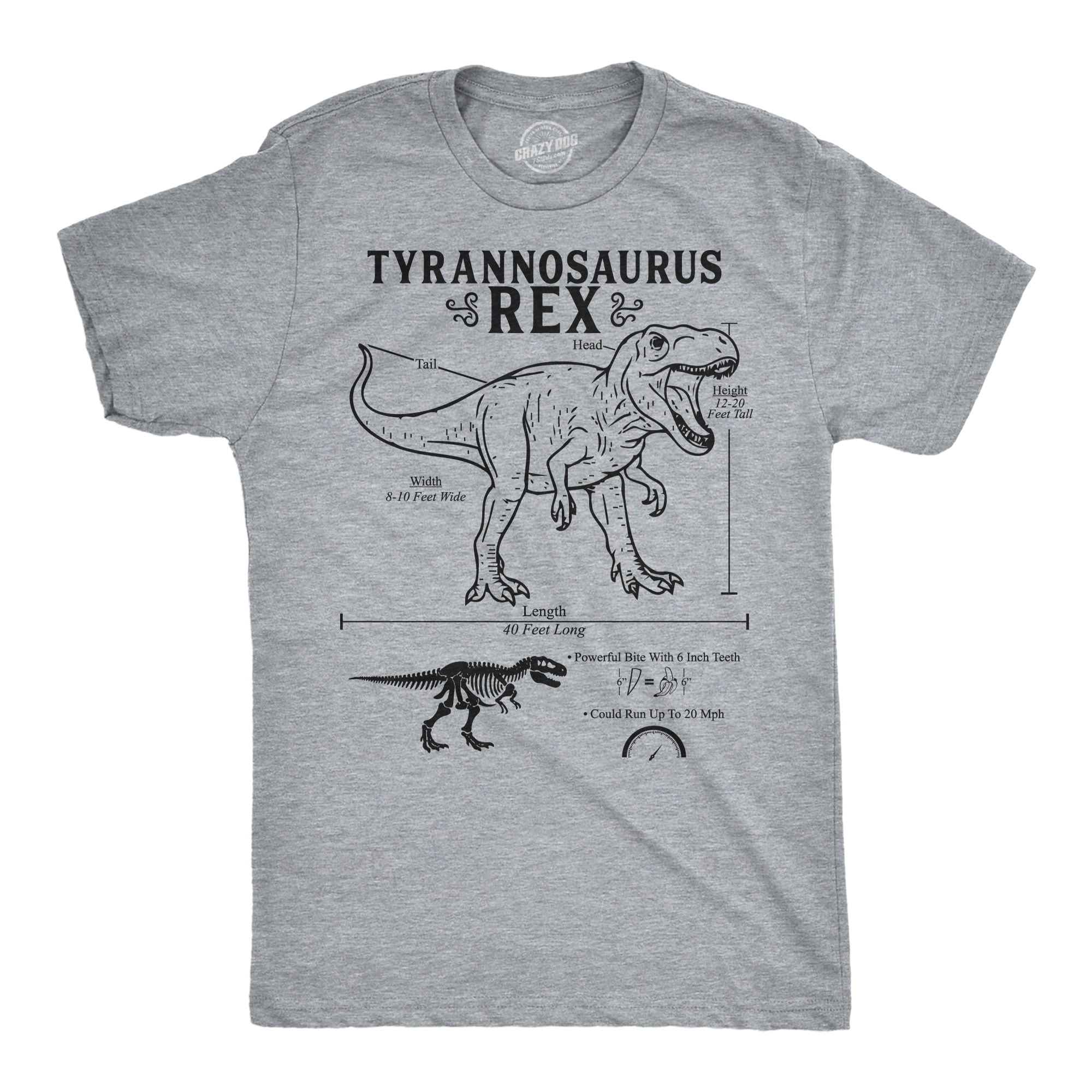 Mens Funny T Shirts Tyrannosaurus Rex Infographic Awesome Dino Tee For ...