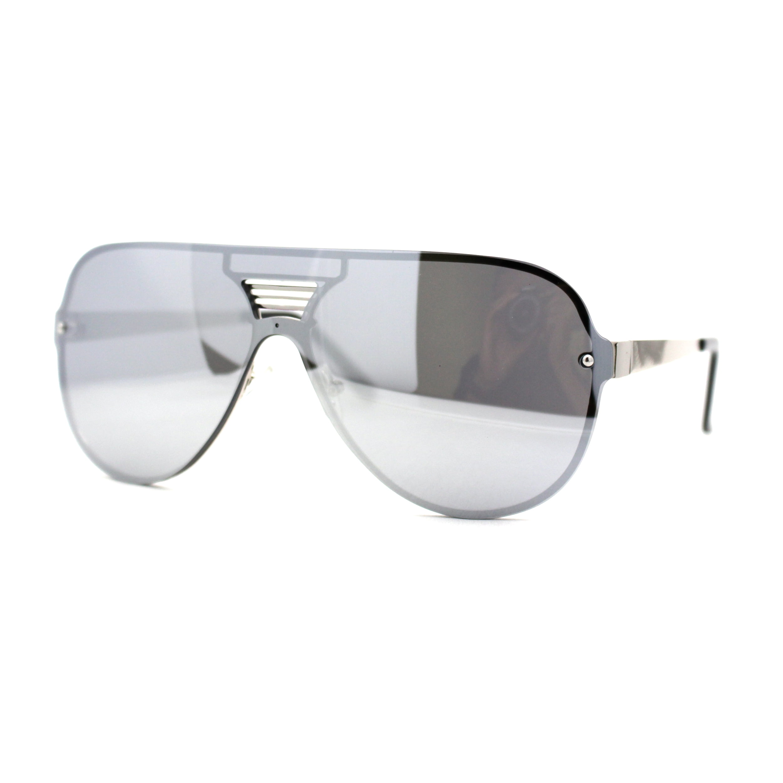 Mens Futuristic Robotic Rusta Color Mirror Shield Aviator Sunglasses ...