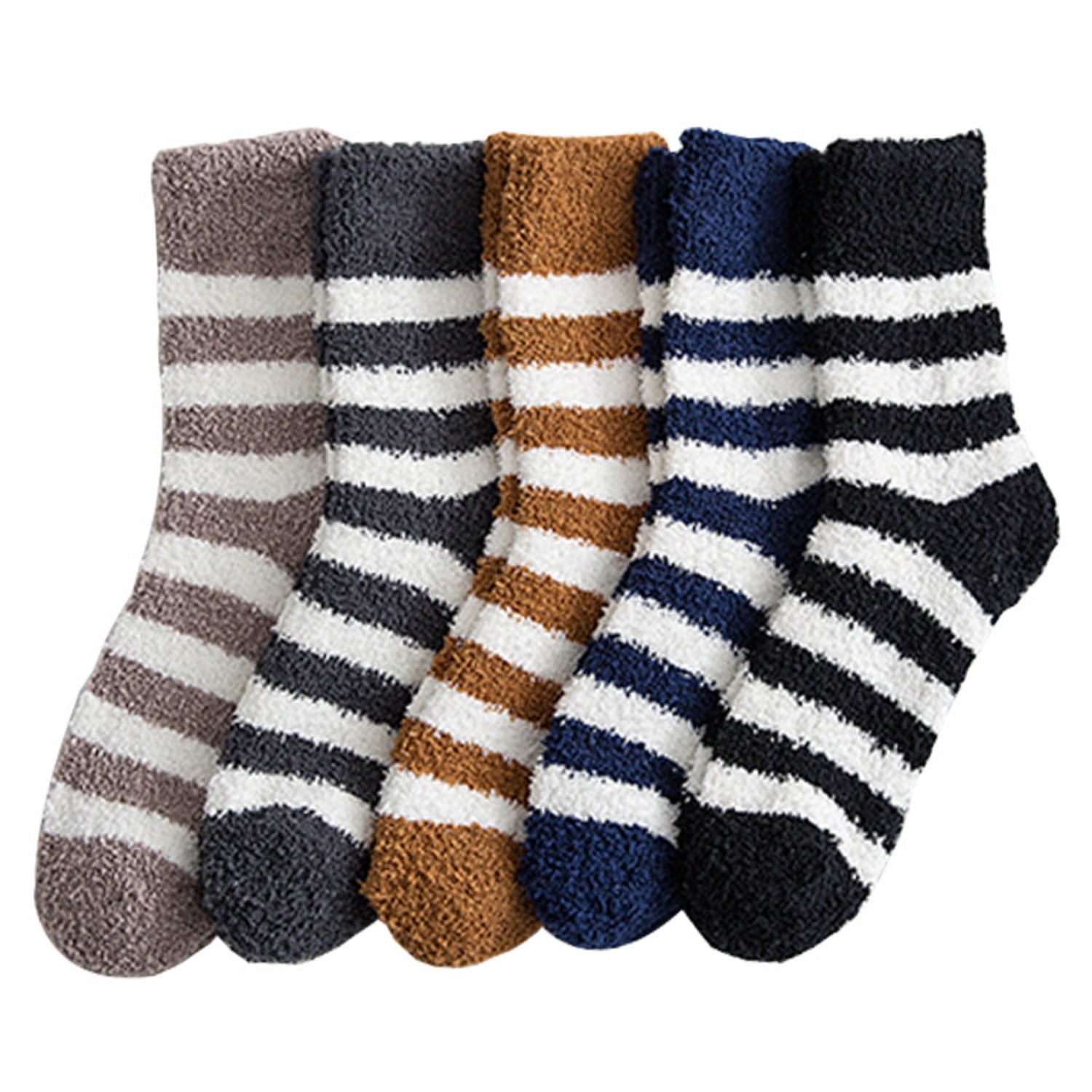 Mens Fuzzy Socks for Stripe Cozy for Winter Home Sleeping Socks 5 Pair ...