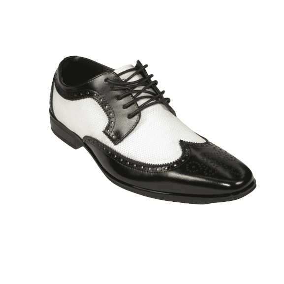 Mens GIORGIO VENTURI Classic Dance Leather Dress Shoes Lace Up 6881 Black White - Walmart.com