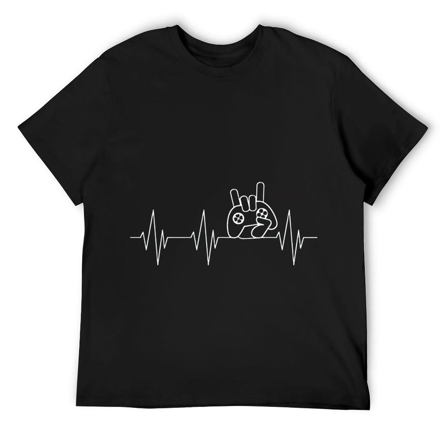 Mens Gamer Heartbeat Vintage Controller Heart Beat ECG Waves T-Shirt ...