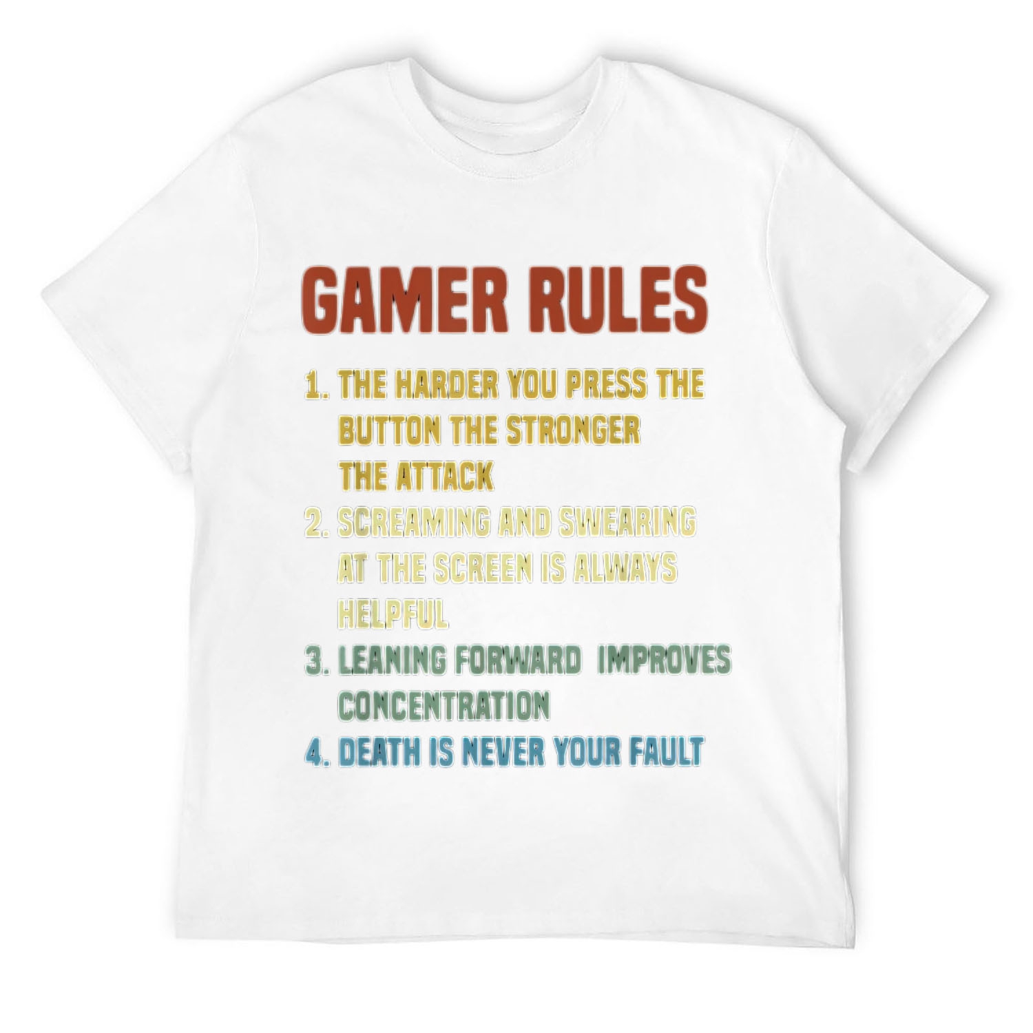 Mens Gamer Rules Video Game Lover T-Shirt White 4XL - Walmart.com