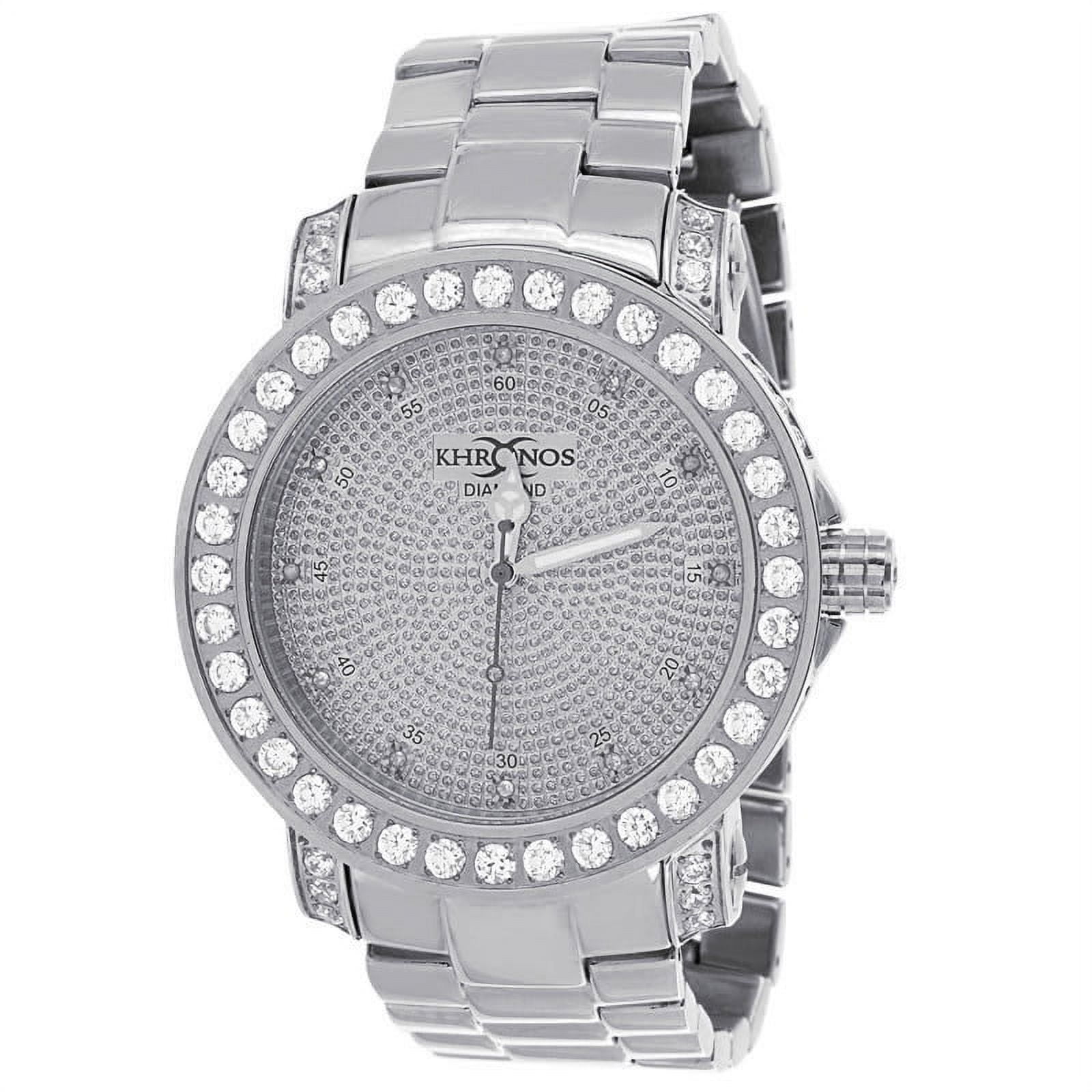 Mens Genuine Diamond Dial Solid Stainless Steel Khronos Watch White ...