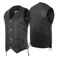 Maxam Medium Buffalo Leather Motorcycle Vest for Men - Stylish, Fuel ...