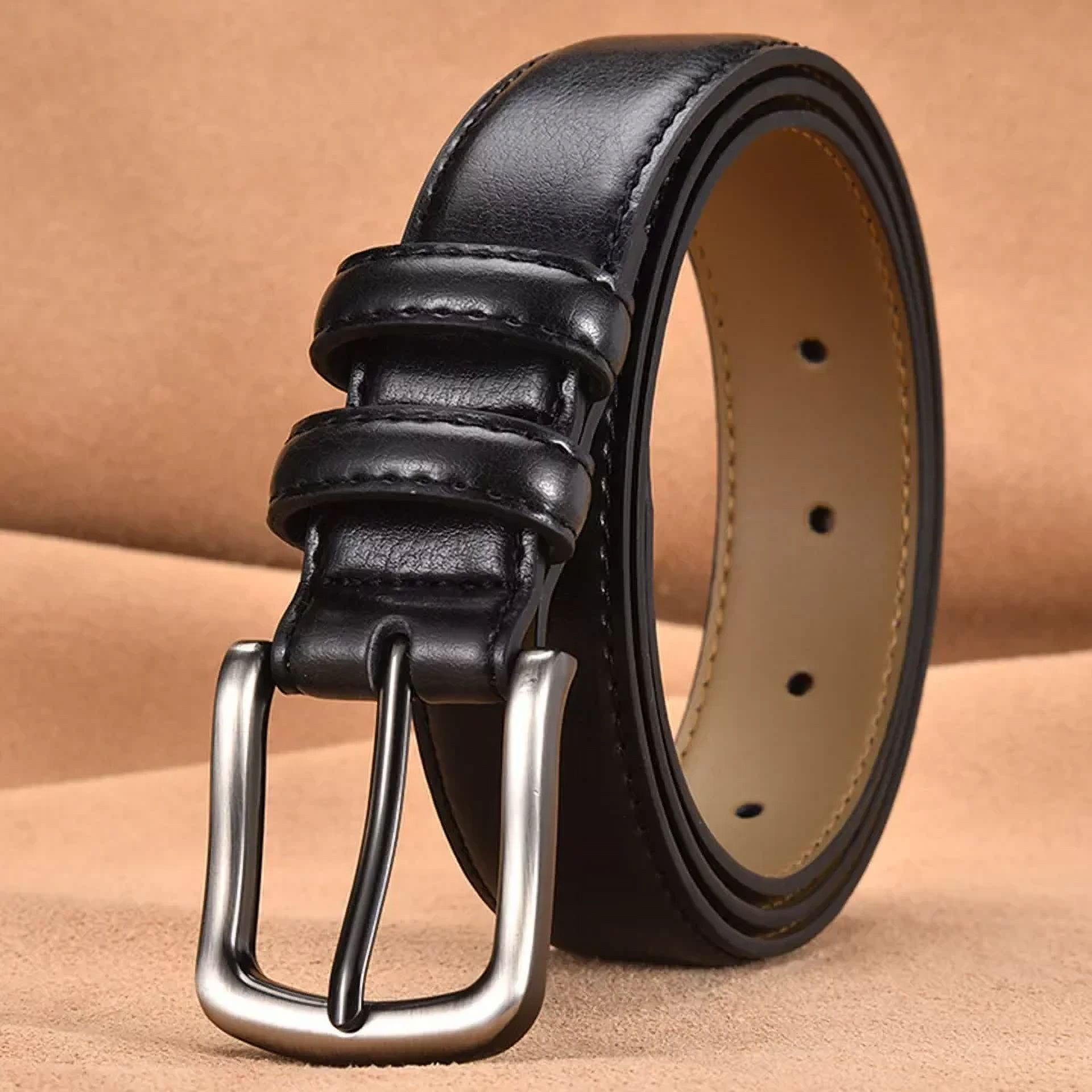 Mens Genuine Leather Belts Adjustable Casual Dress Belt for Jeans Size ...