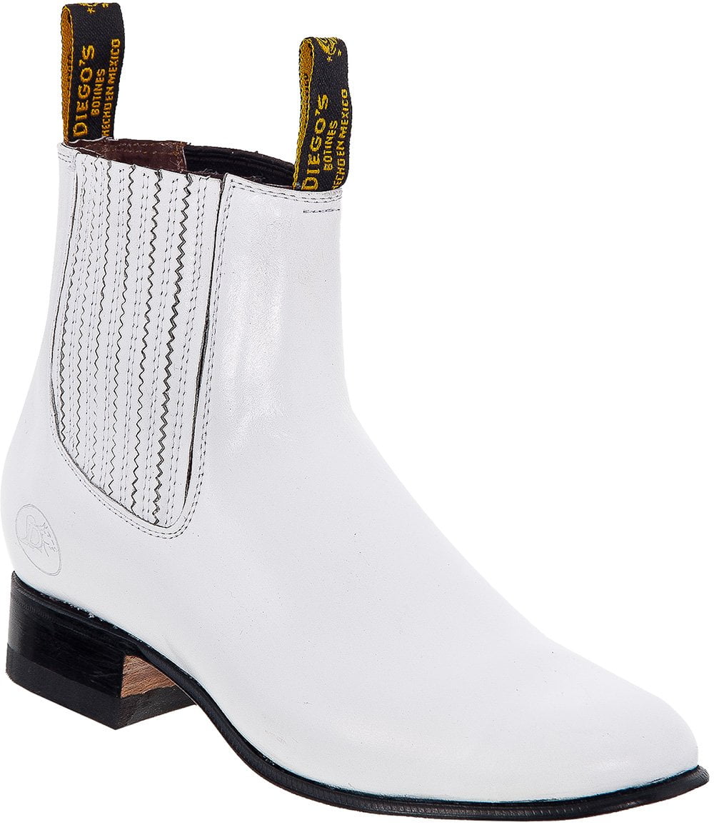 Mens Genuine Leather Classic Botin Short Ankle Smooth Leather Cowboy ...