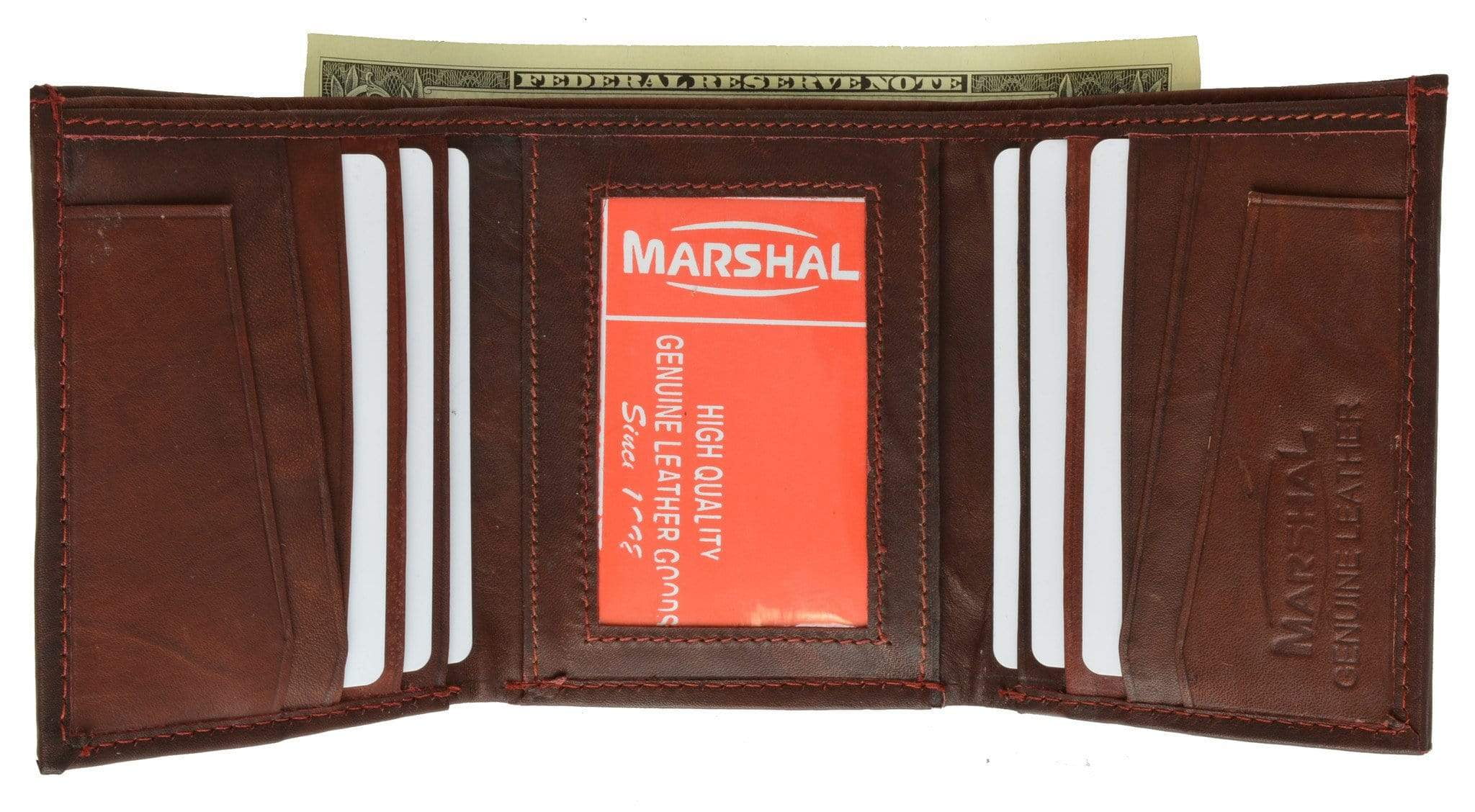 Mens Genuine Leather Trifold ID Window Vertical Card Slots Wallet 1855 ...