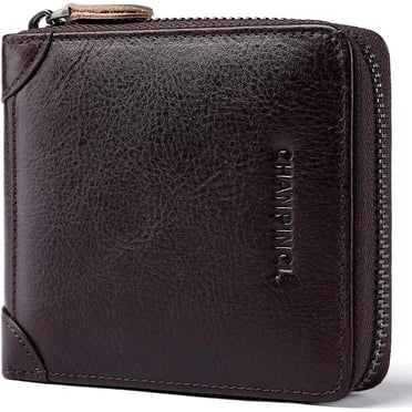 Men's Genuine Leather RFID Blocking Trifold Wallet with Anti-Theft ...