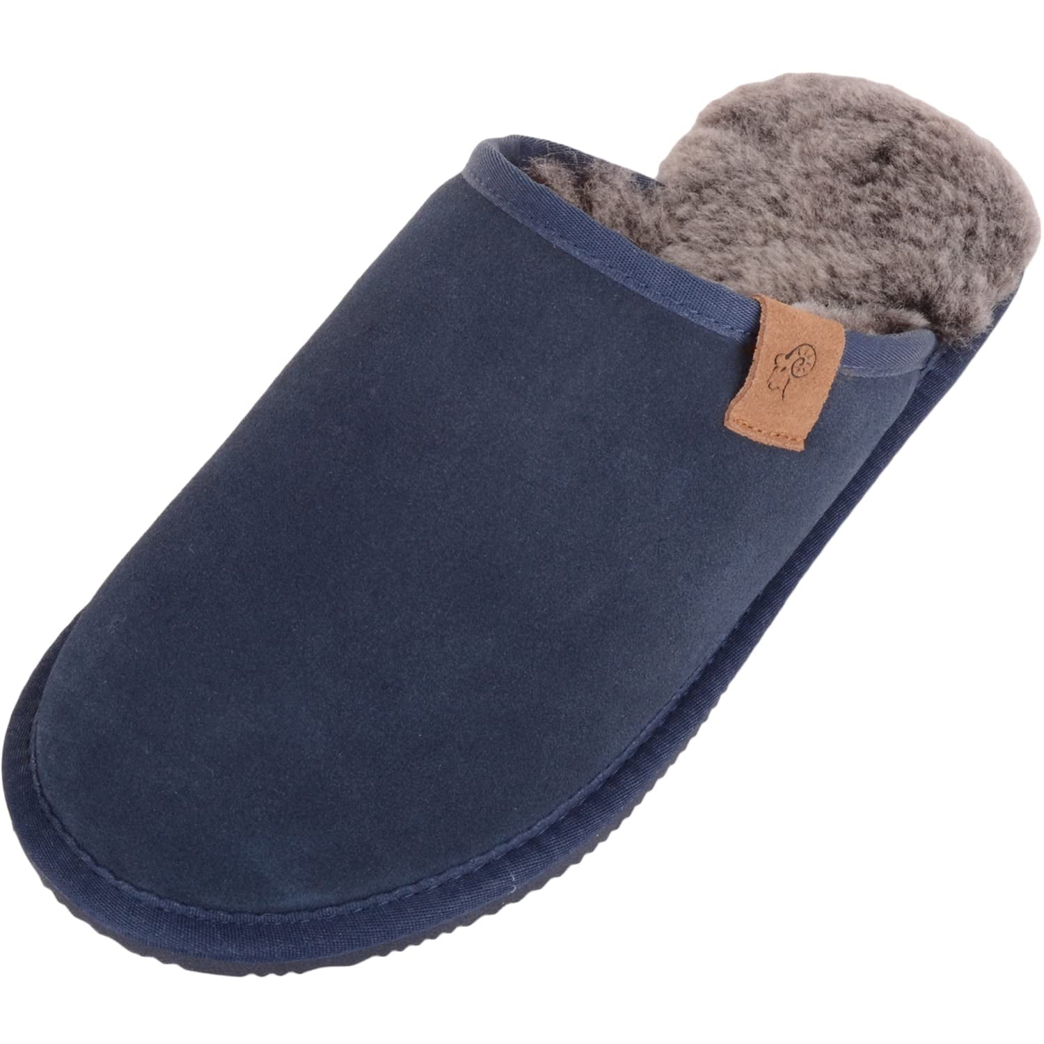 Mens Genuine Sheepskin Open Back Winter Mule Slipper with EVA Sole ...
