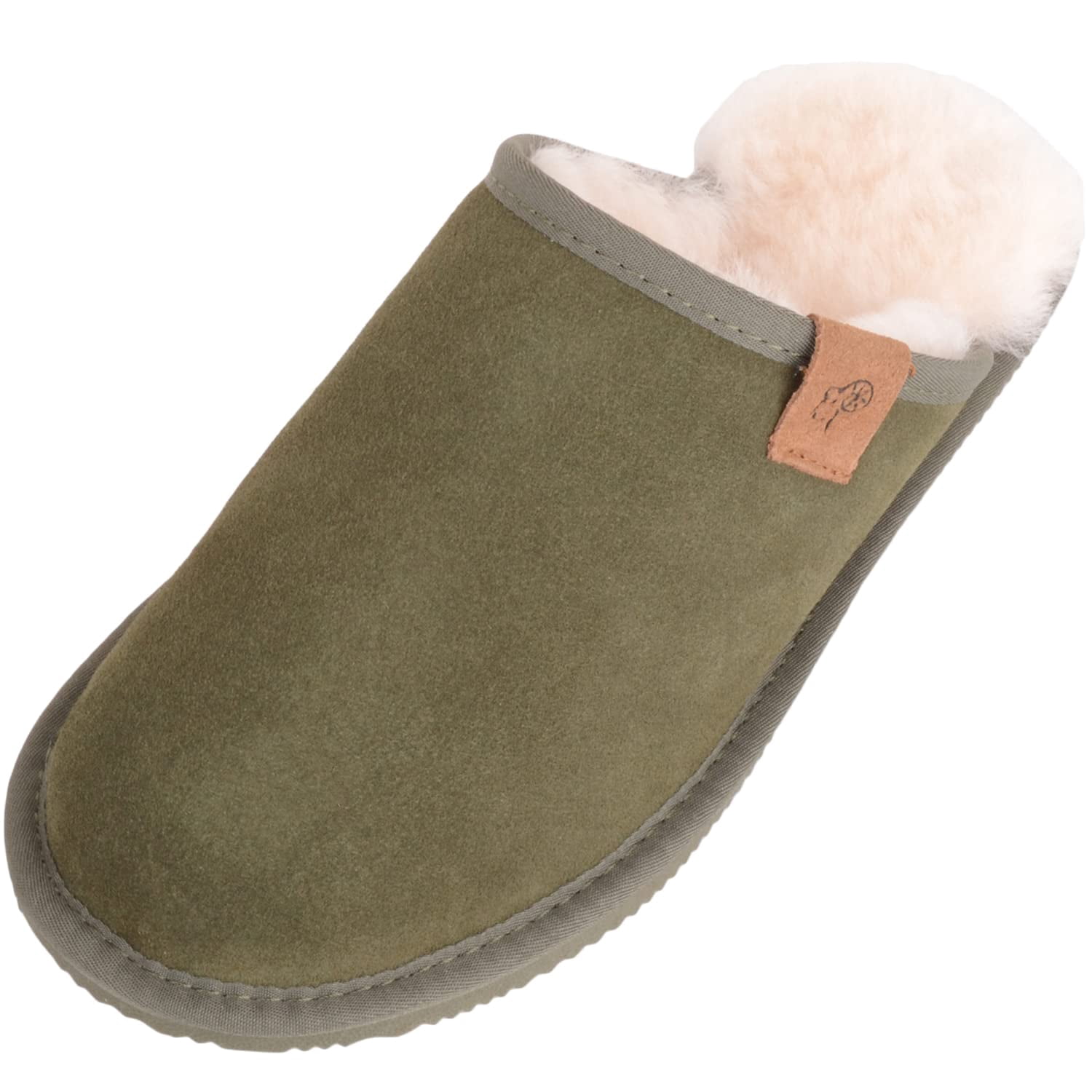 Mens Genuine Sheepskin Open Back Winter Mule Slipper with EVA Sole ...