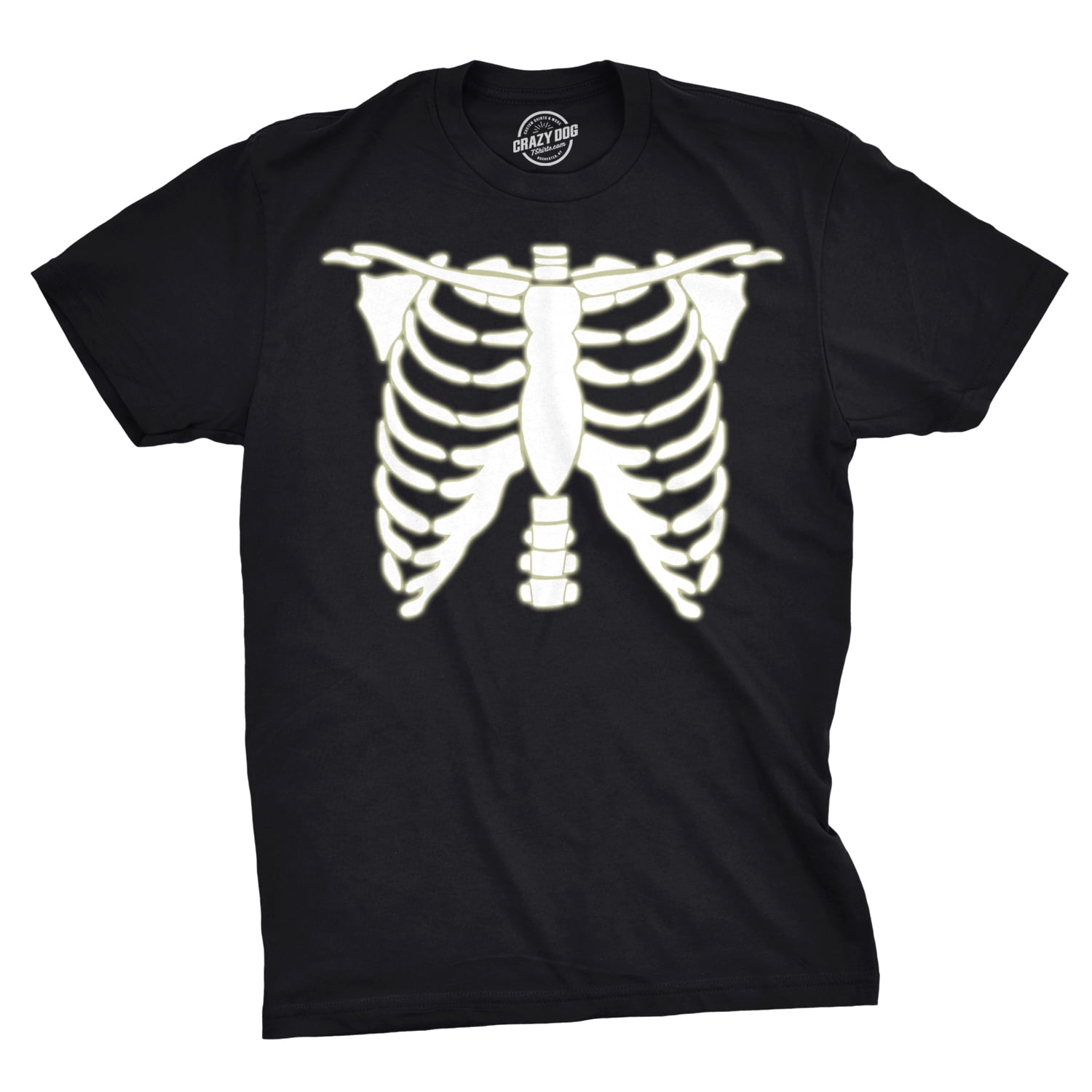 Mens Glowing Skeleton Rib Cage Cool Halloween Costume T Shirt Glow in ...