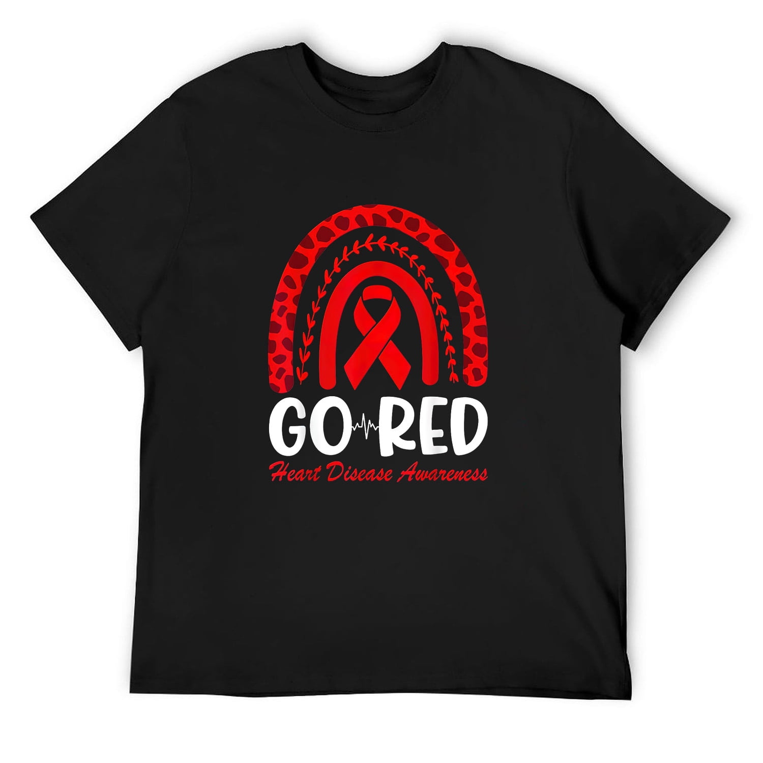Mens Go Red Heart Disease Rainbow Heart Health Awareness Month T-Shirt ...