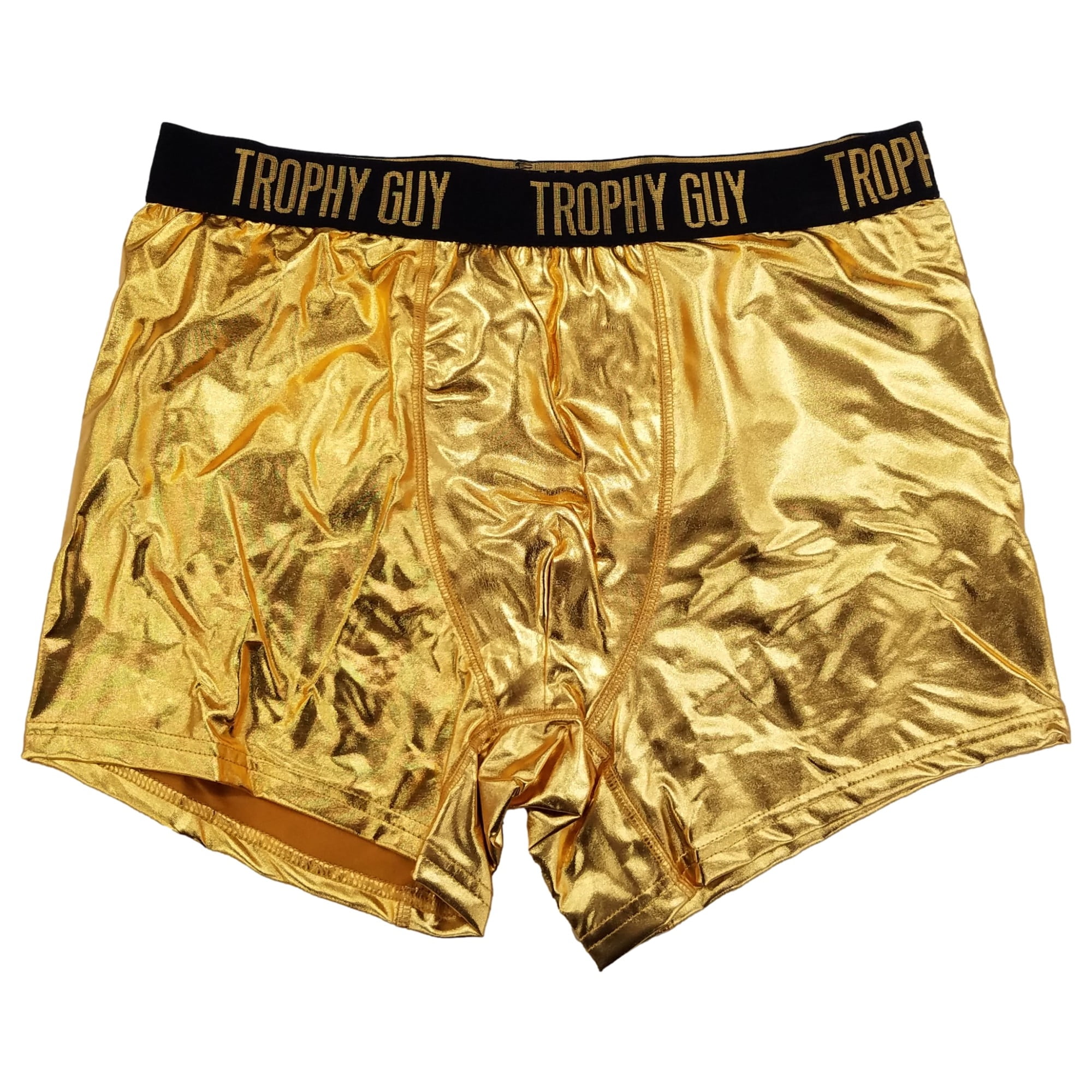 Mens Gold Metallic Foil Trophy Guy Christmas Holiday Boxer Briefs Large ...