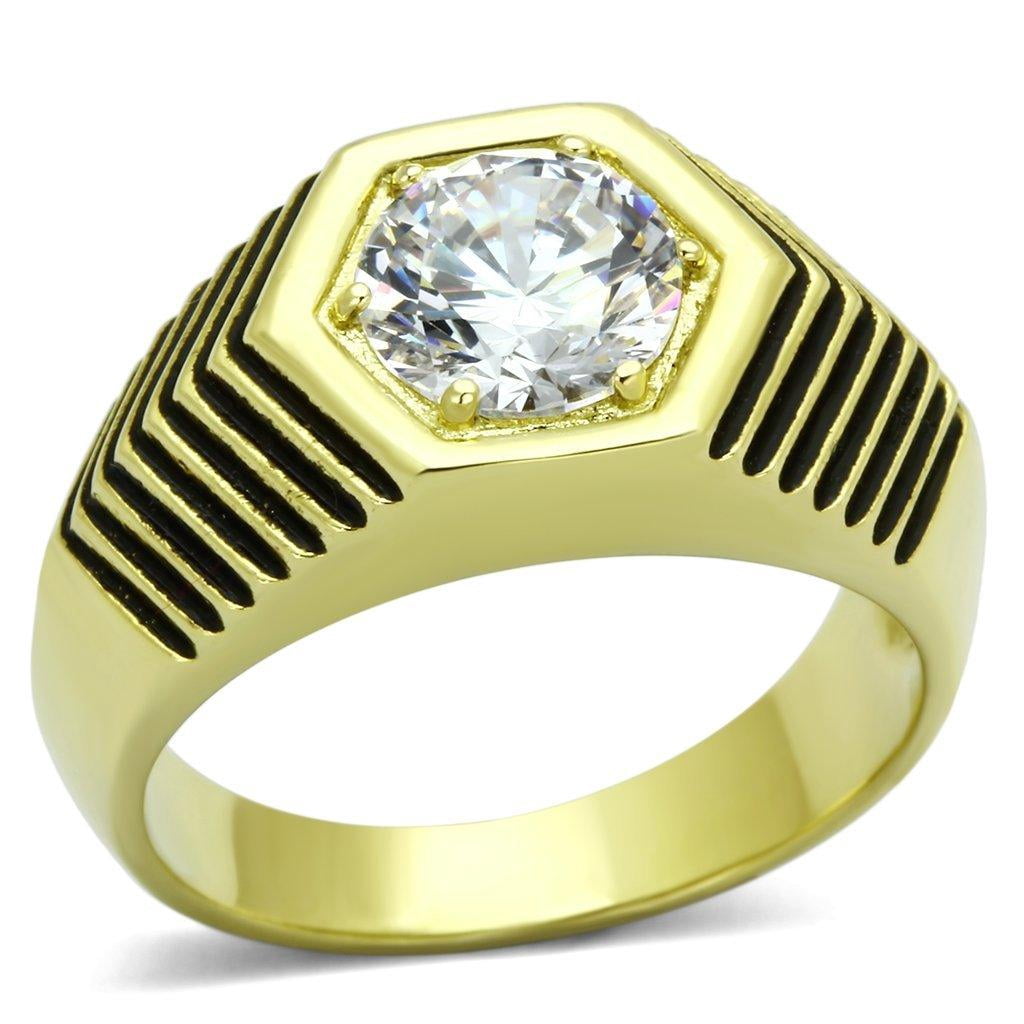 Mens Gold Rings Stainless Steel Hexagon Anillo de Compromiso Oro Para ...