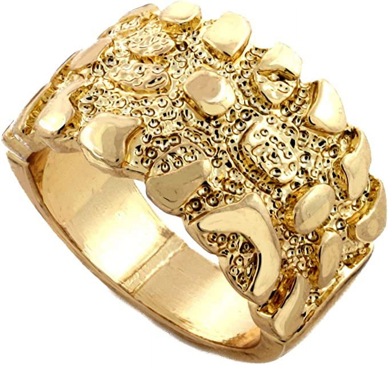 Mens Gold Tone Full Metal Nugget Ring Size 12 - Walmart.com