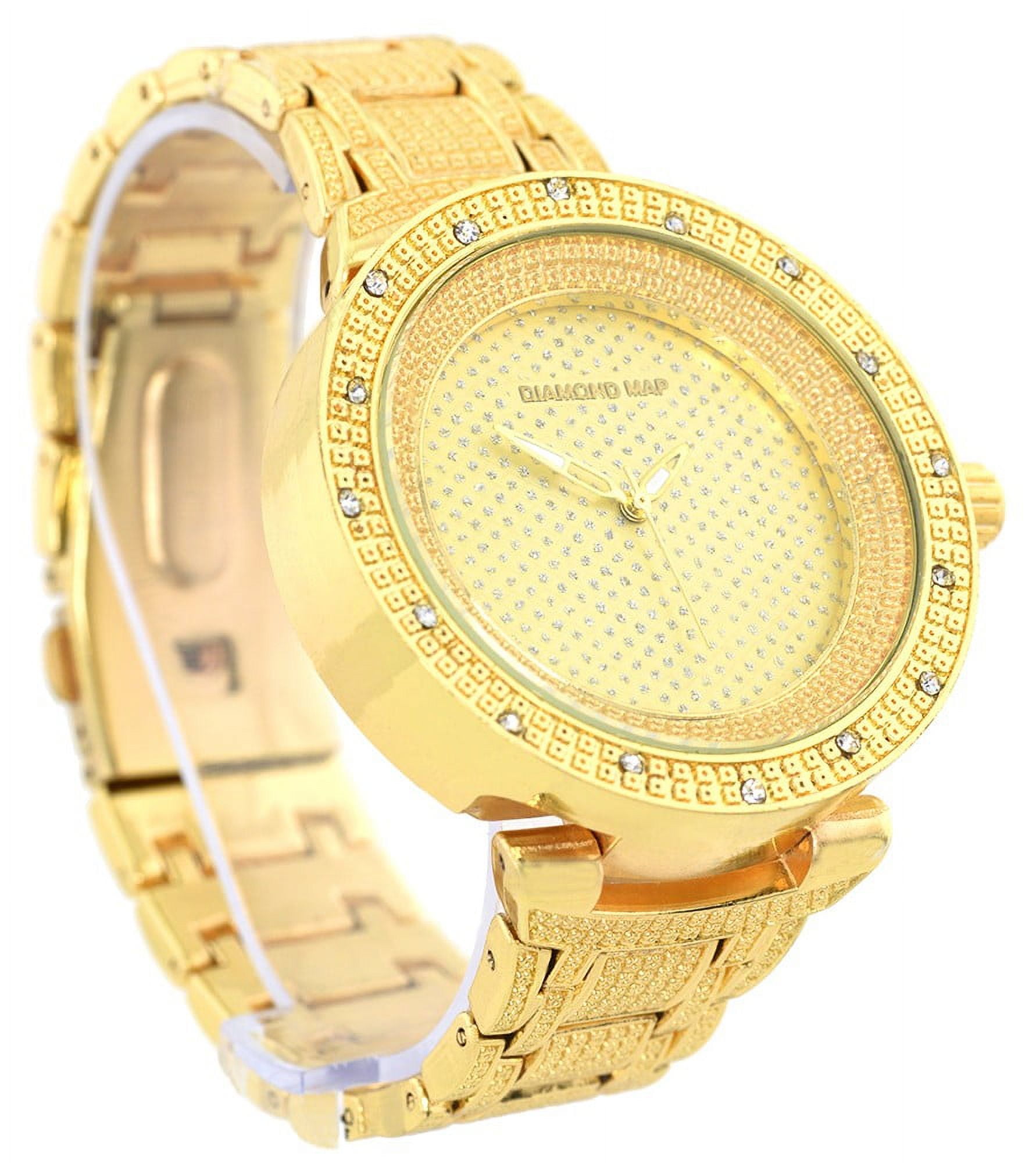 Mens Gold-tone clubbing watch 48.5mm 14mm thick case. CZ bezel gold ...