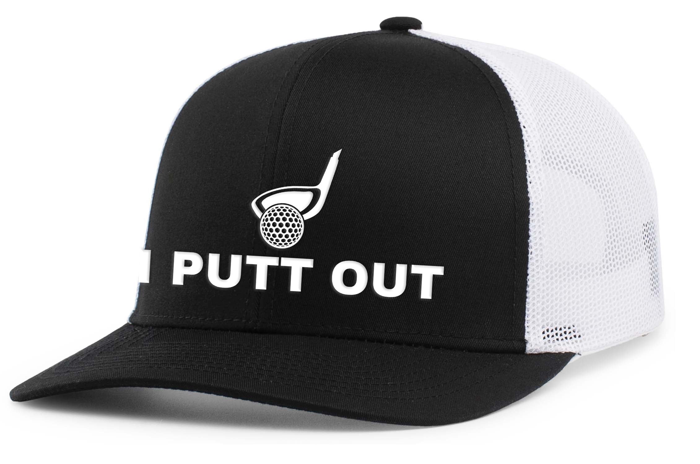 Mens Golf Hat Funny I Putt Out Golf Ball Mesh Back Trucker Hat, Black ...