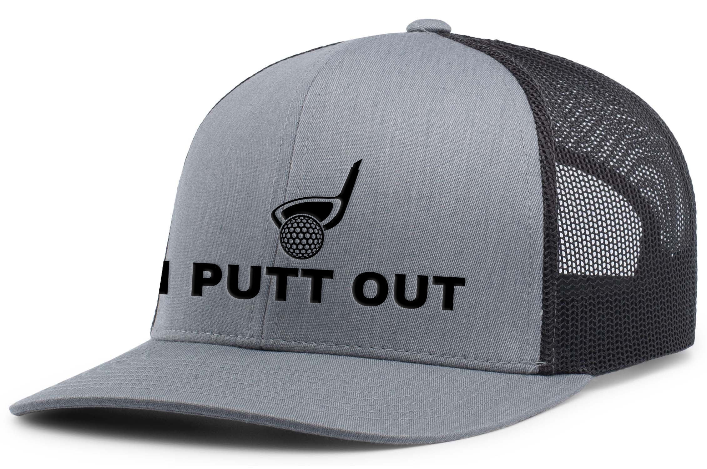 Mens Golf Hat Funny I Putt Out Golf Ball Mesh Back Trucker Hat, Heather ...