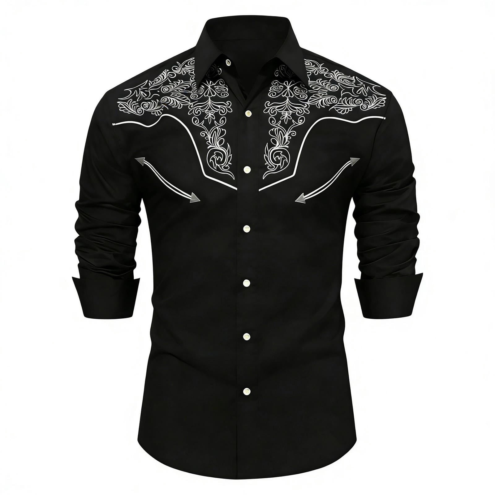 Mens Golf Polo Western Cowboy Long Sleeve Slim Fit Pockets Mens New ...
