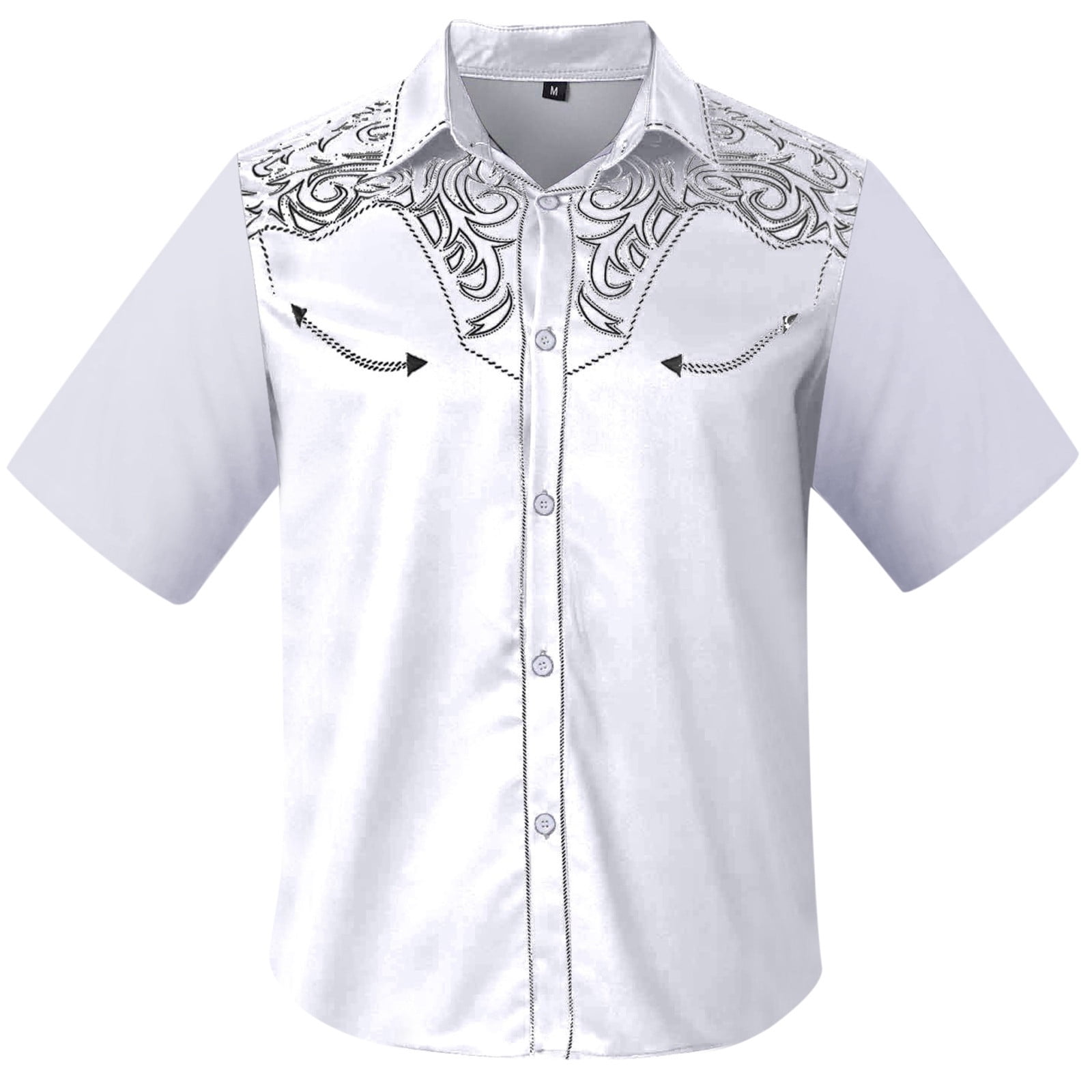 Mens Golf Polo Western Denim 3D Printed Lapel Button Short Sleeve ...