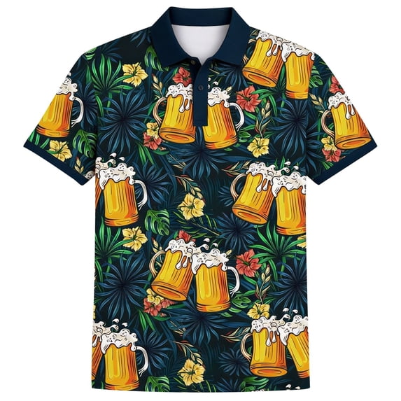 Mens Golf Shirts Festival Print Comfort Style Mens Rugby Shirt,Green,XL ...