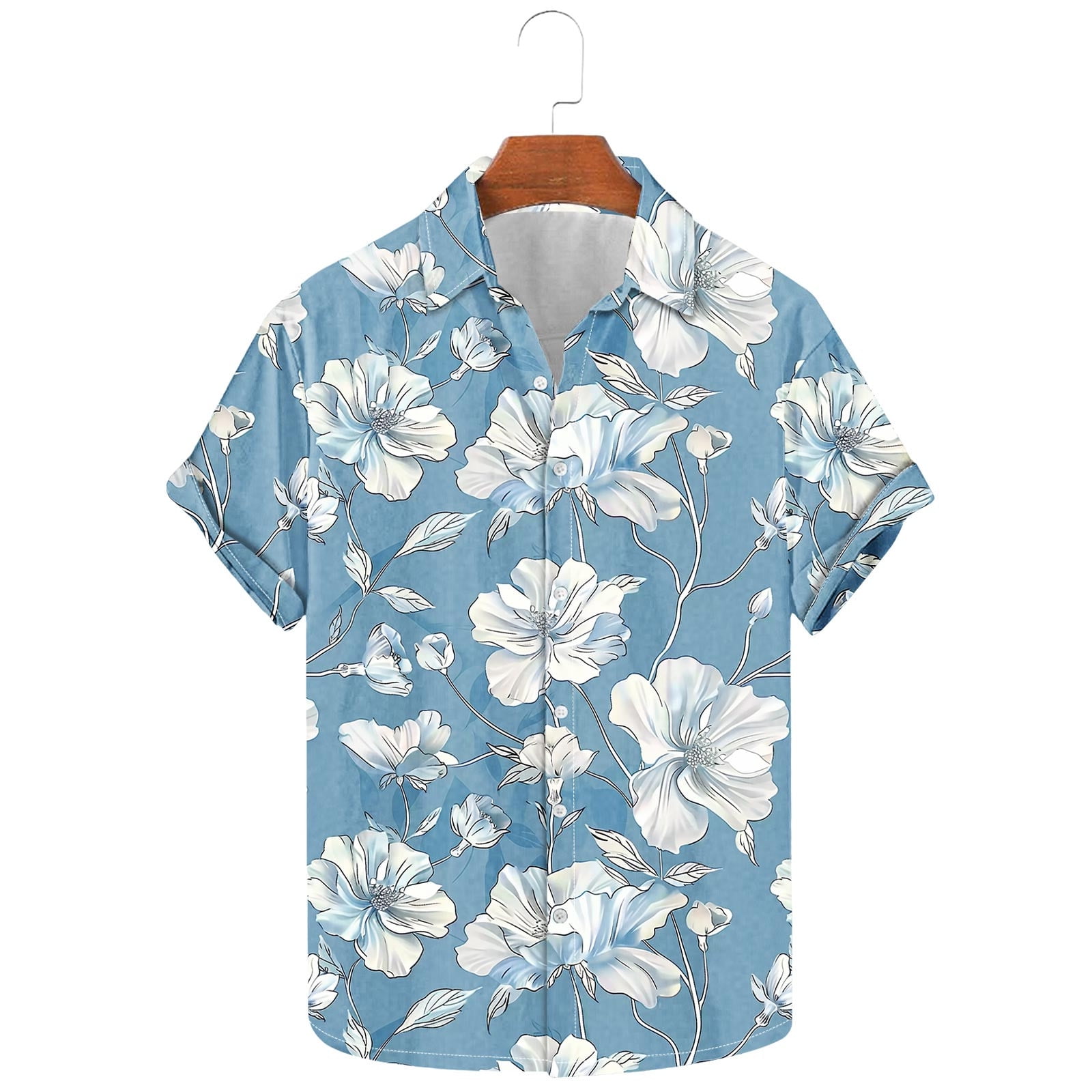 Mens Gradients Tshirt Button-Down Blouse Tops Casual Short Sleeve ...