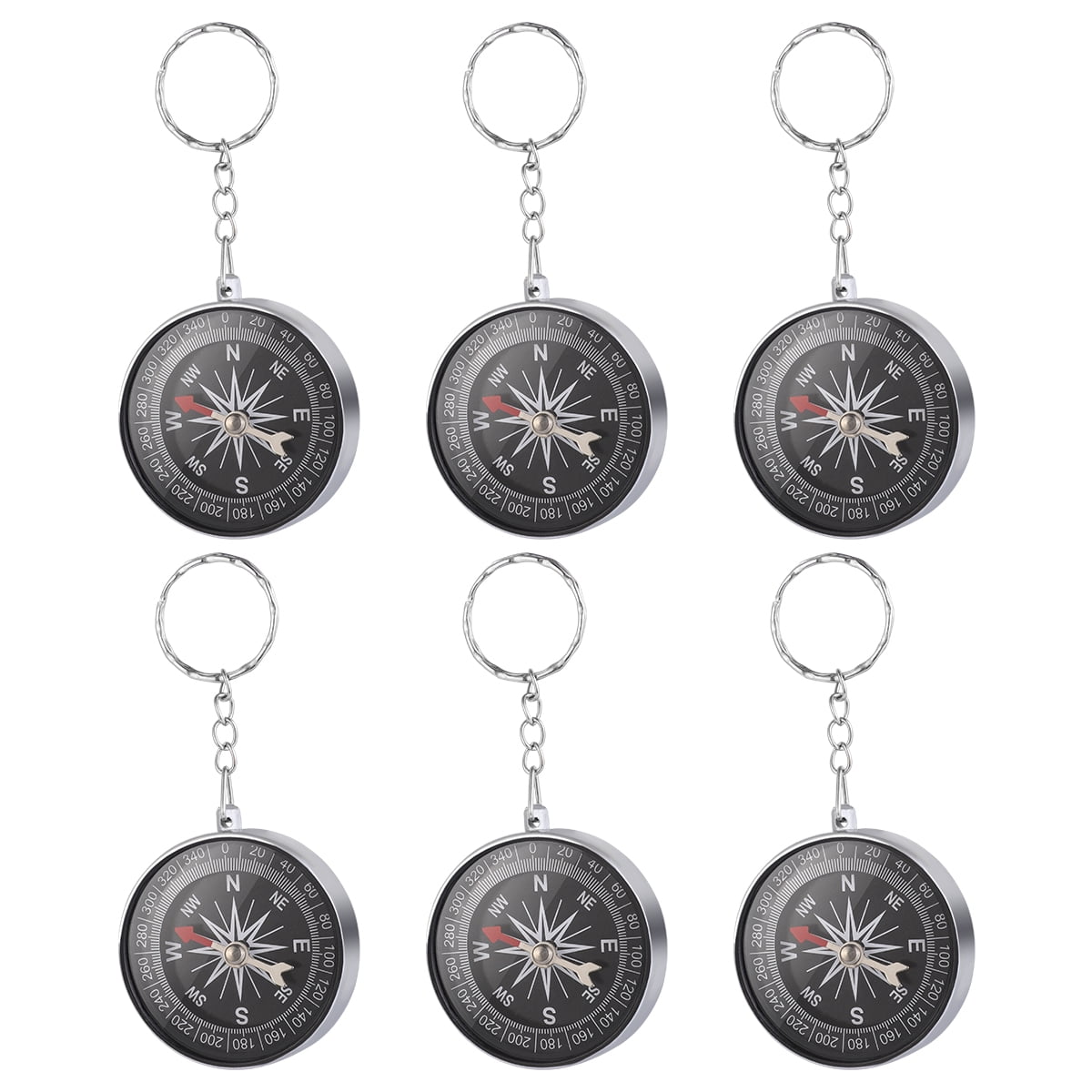 WRITWAA Compass Party Favors Mini Alloy Compass Keychain Black 12PCS ...