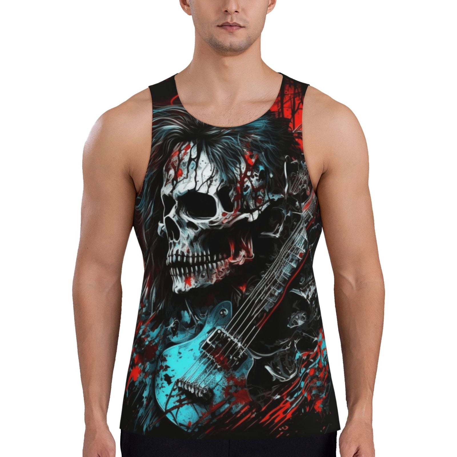 Mens Graphic Tank Tops Gym Muscle Beach Sleeveless Shirts, Death Skull ...