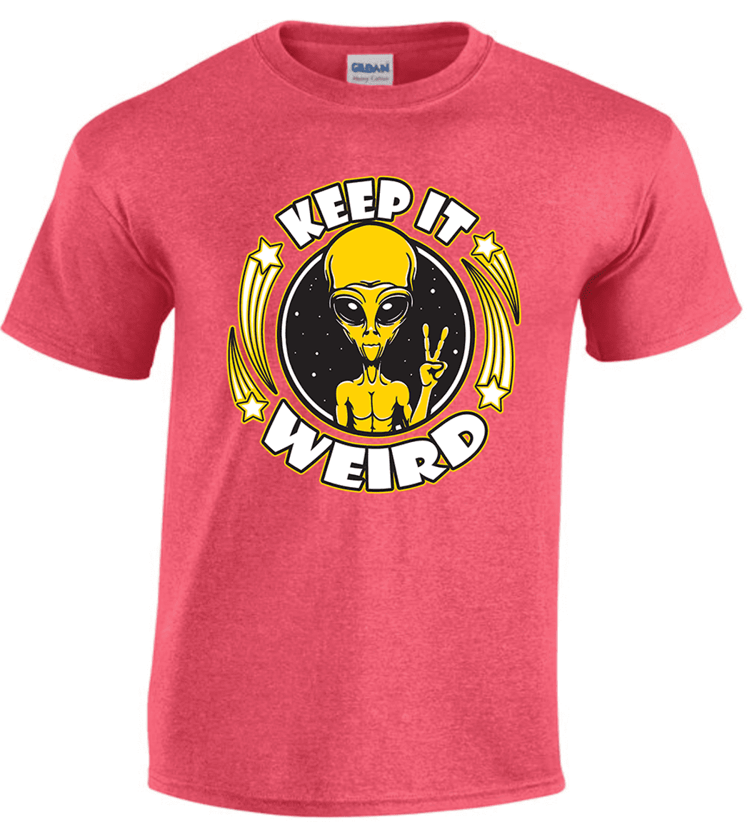 Mens Graphic Tees Keep It Weird Alien Peace Sign Funny T-shirt Dad ...