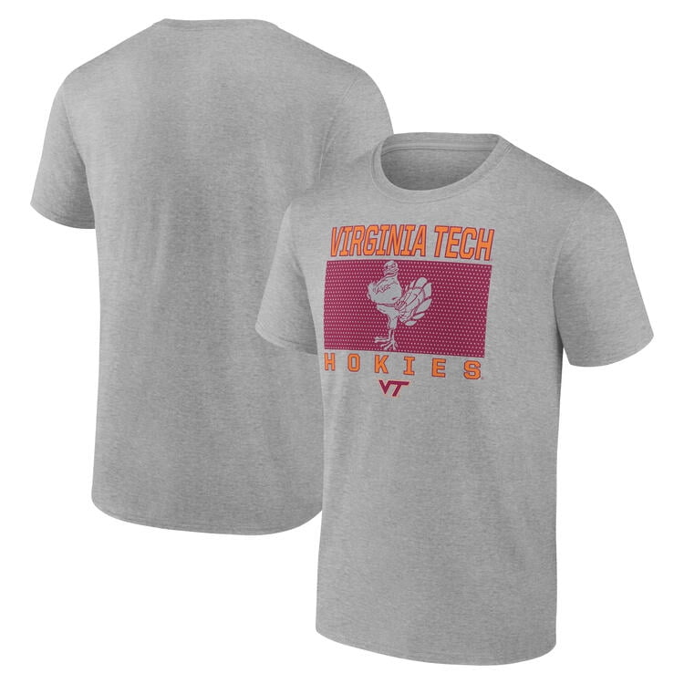 Men's Gray Virginia Tech Hokies Cotton Short Sleeve Tee Boxed Mascot ...