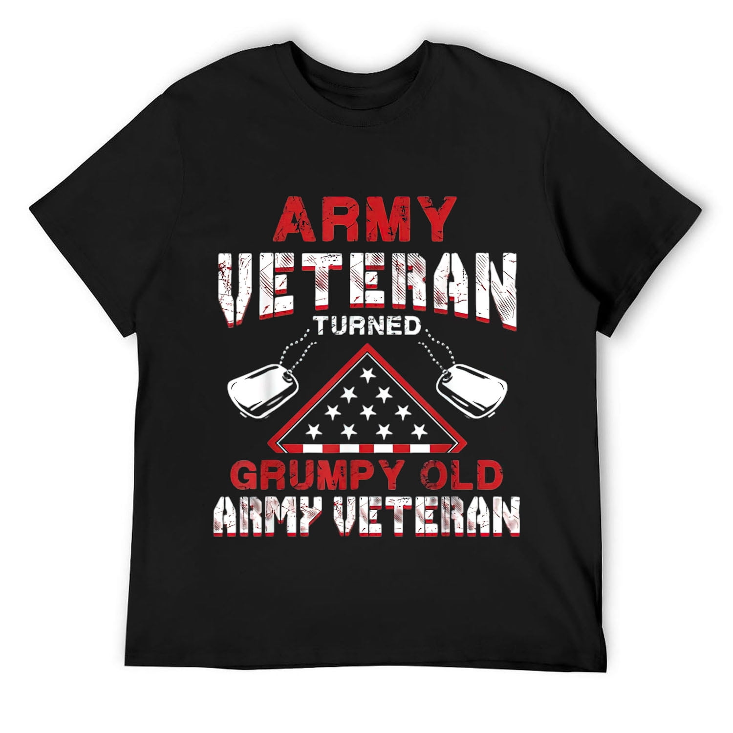 Mens Grumpy Old Army Veteran Funny Patriotic Vet T Shirt T-Shirt Black ...