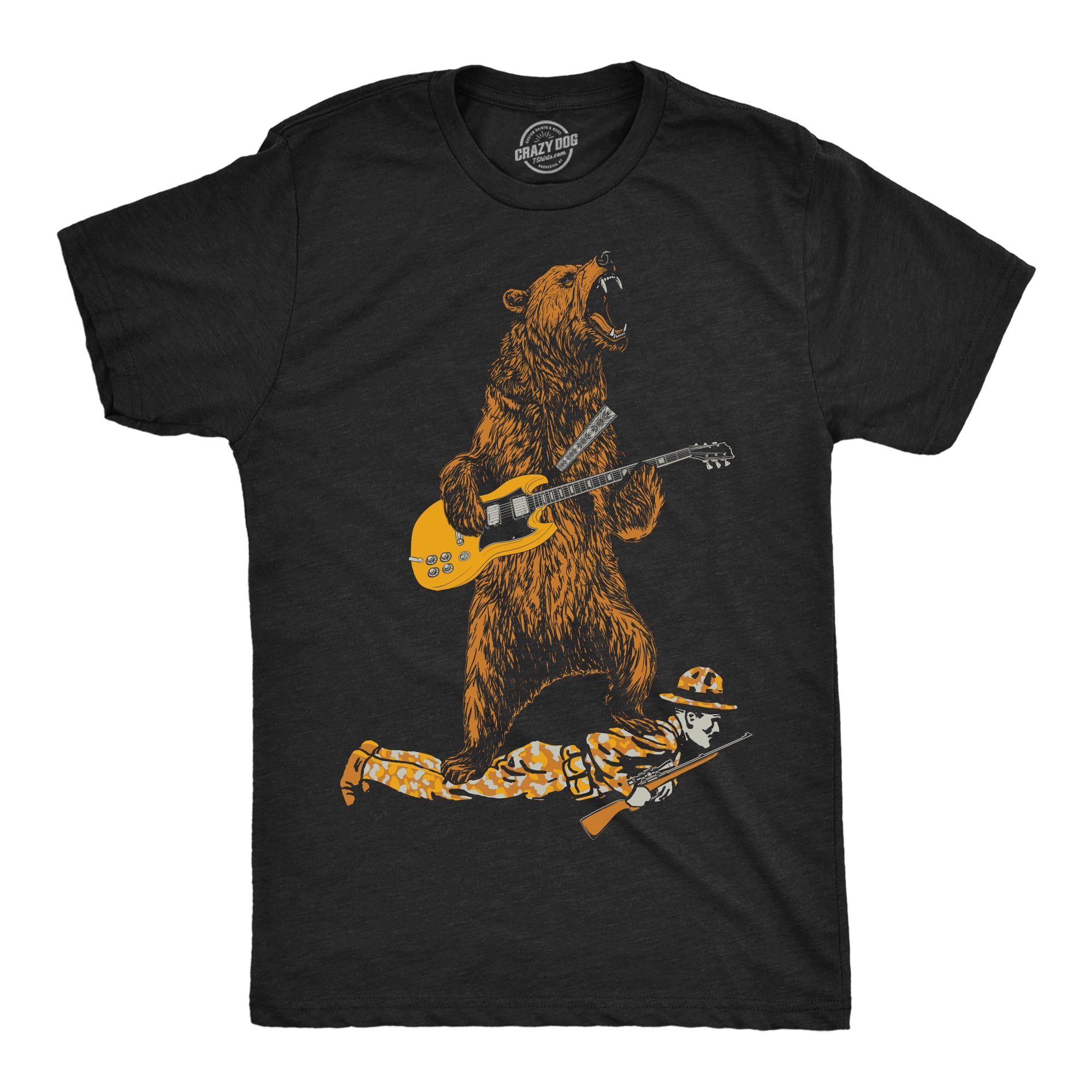 Mens Guitar Bear Funny T Shirts Sarcastic Rock and Roll Tee for Men ...
