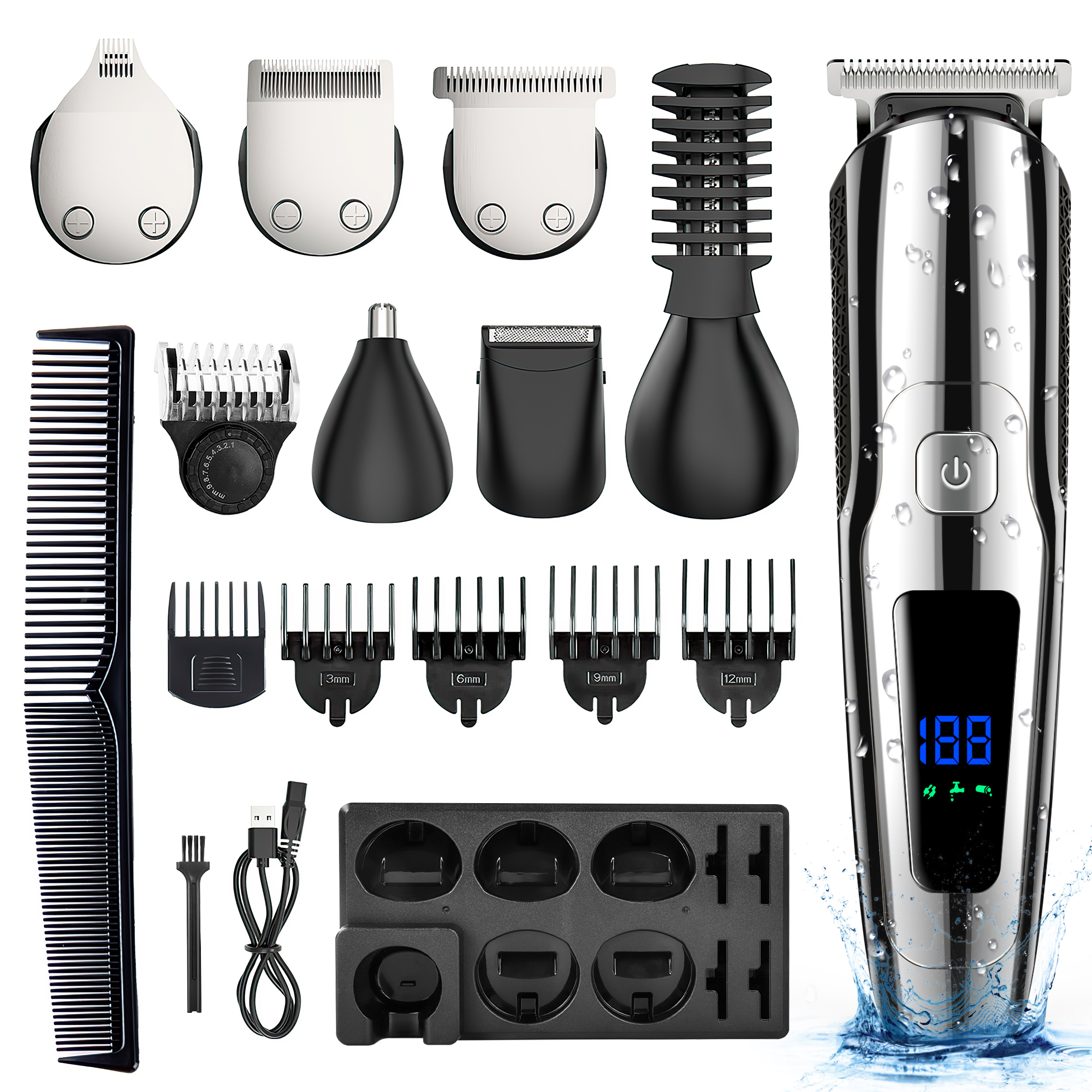 Mens Hair Clipper Beard Trimmer Grooming kit Hair trimmer Mustache ...