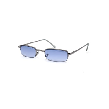 90's Small Rectangle Sunglasses Slim Arms Color Tinted Lens 45mm (Gold ...