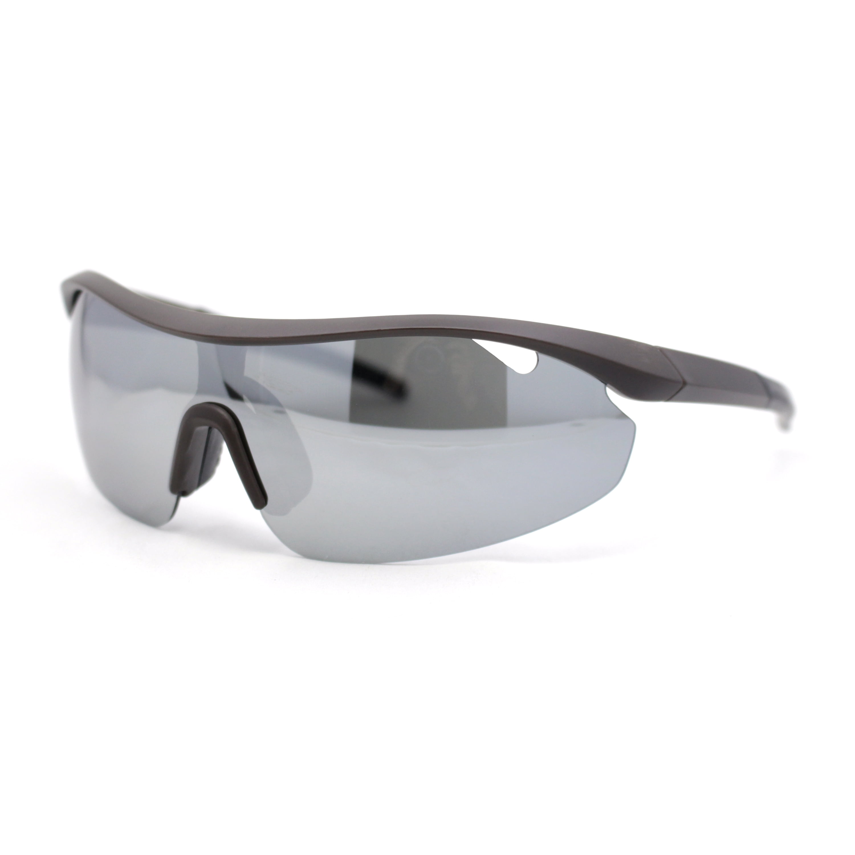 Mens Half Rim Color Mirror Wrap Around Oversized Shield Sport ...