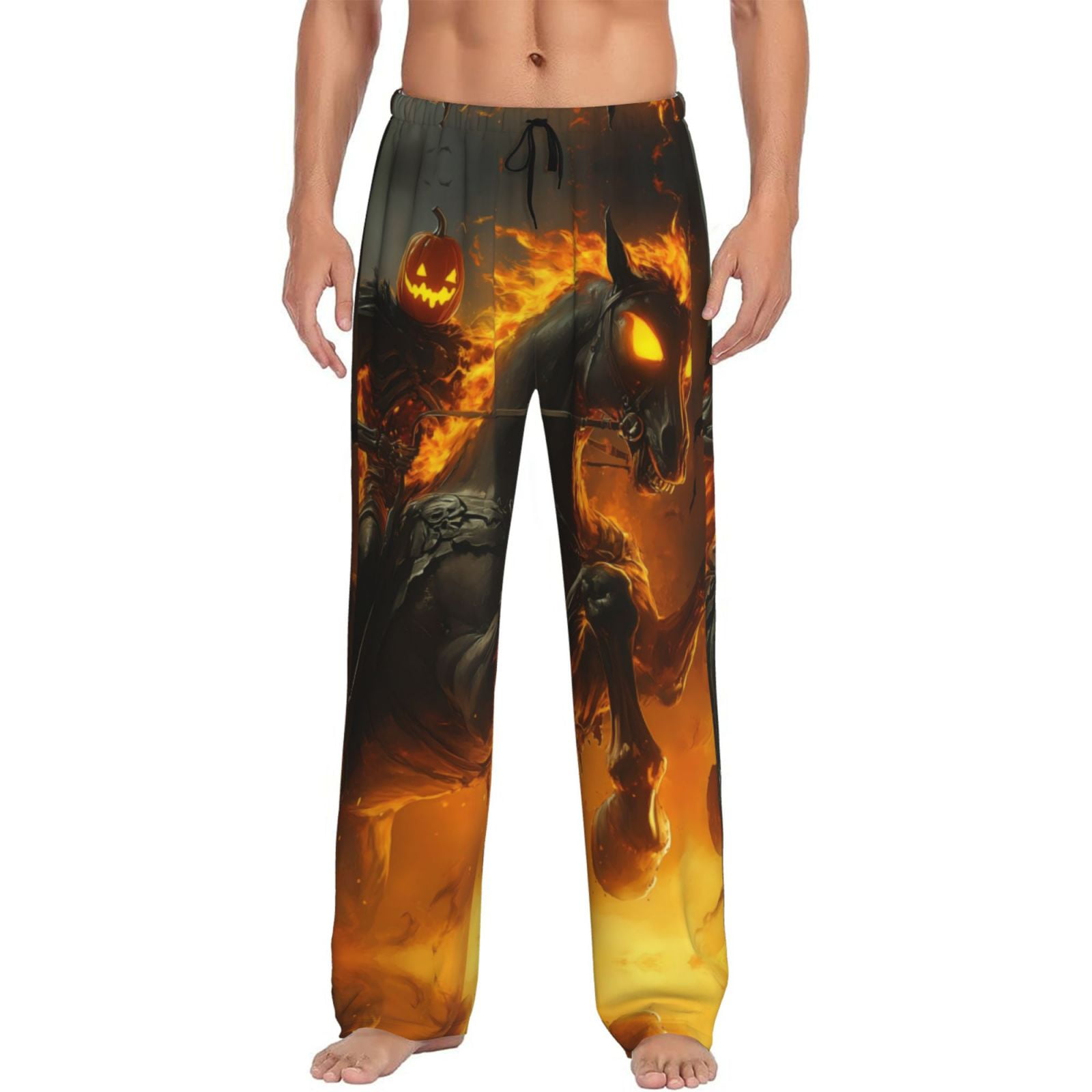 Mens Halloween Pajama Pants Bottoms with Pockets- Halloween Flame ...